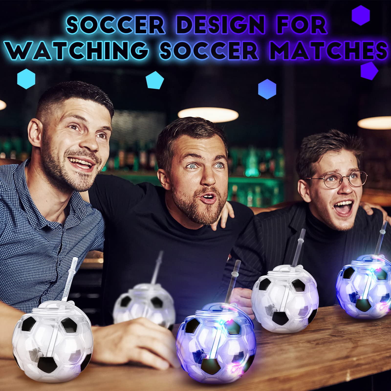 Yinder 6 Pack Soccer Cups for Kids Soccer Drink Cups with Lids and ...