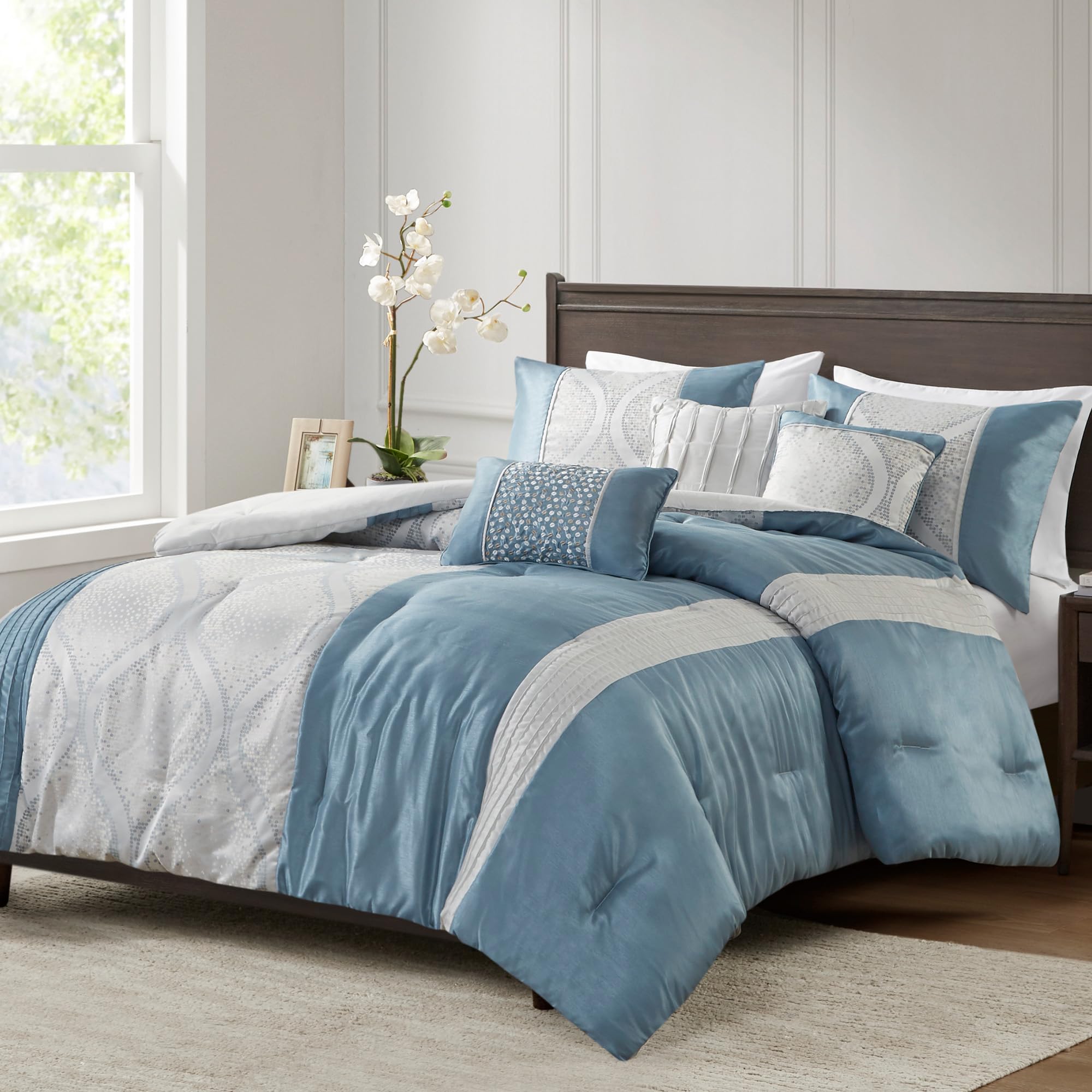 Amazon.com: Madison Park King Comforter Set Jacquard Comforters for ...