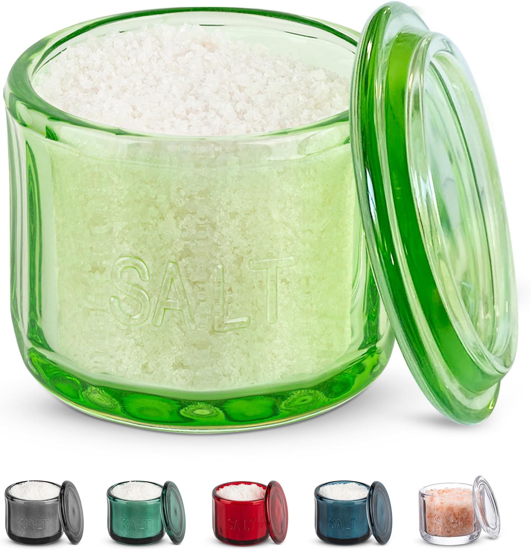 Amazon.com: Nicunom 2 Pack Clear Glass Salt Cellar with Lid, Salt ...