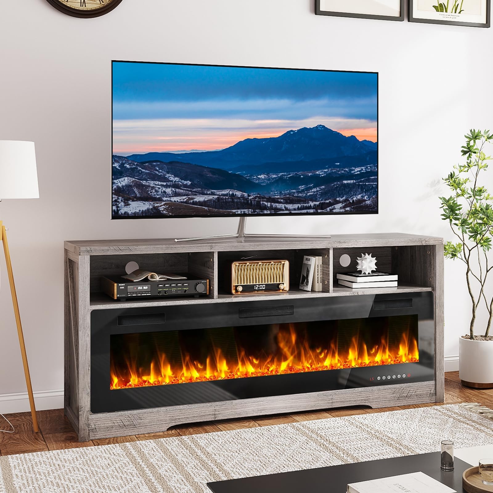 Amazon.com: TAVATA 65''Fireplace TV Stand with 60" Fireplace ...