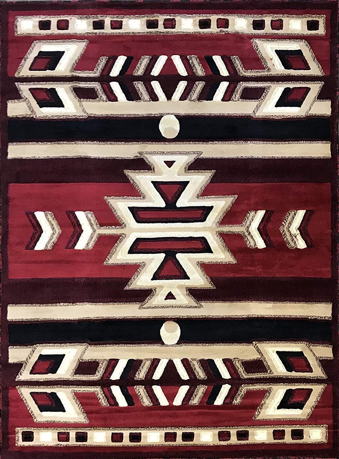 Amazon.com: Southwest Native American Area Rug Red & Black Beige Carpet ...