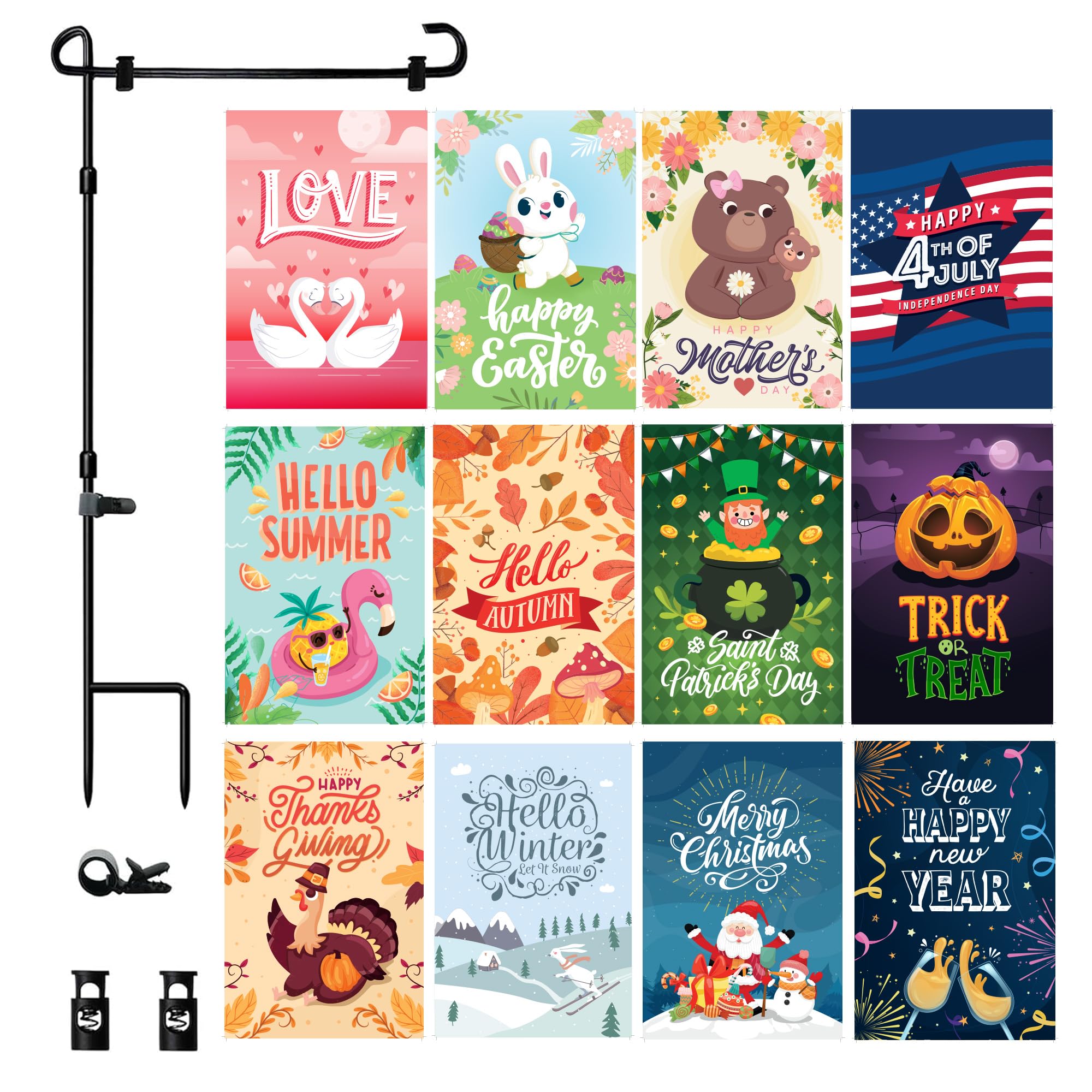Amazon.com : Double Sided Seasonal Garden Flags Set of 12-12x18 inch ...