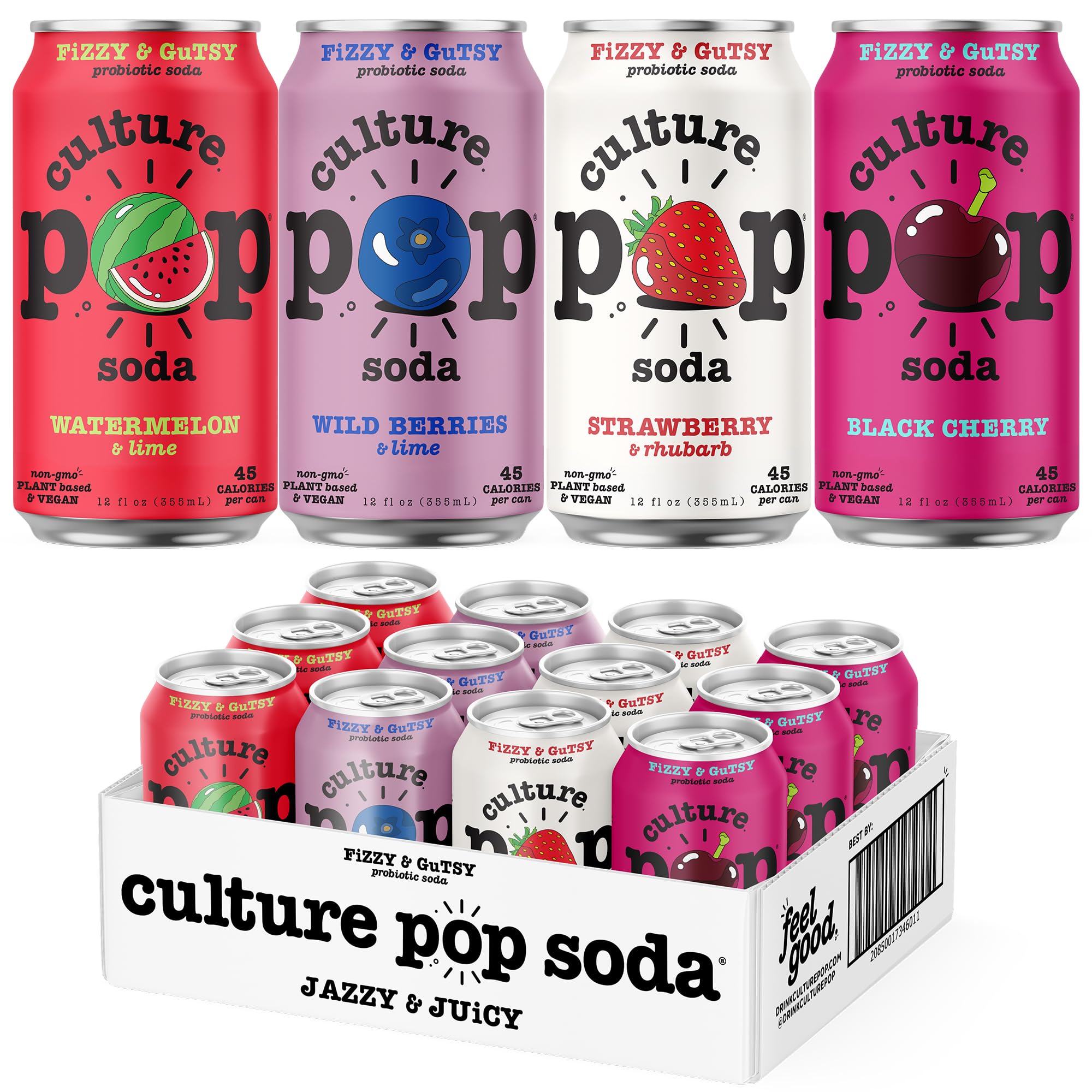 Amazon.com : Culture Pop Soda, Jazzy & Juicy Variety Pack, Probiotic Low Sugar Soda, Sparkling ...