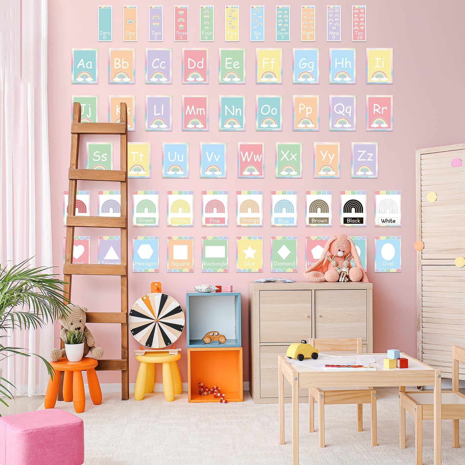 Pastel Classroom Decor 37 PCS Pastel Colors Stripes Classroom Alphabet ...