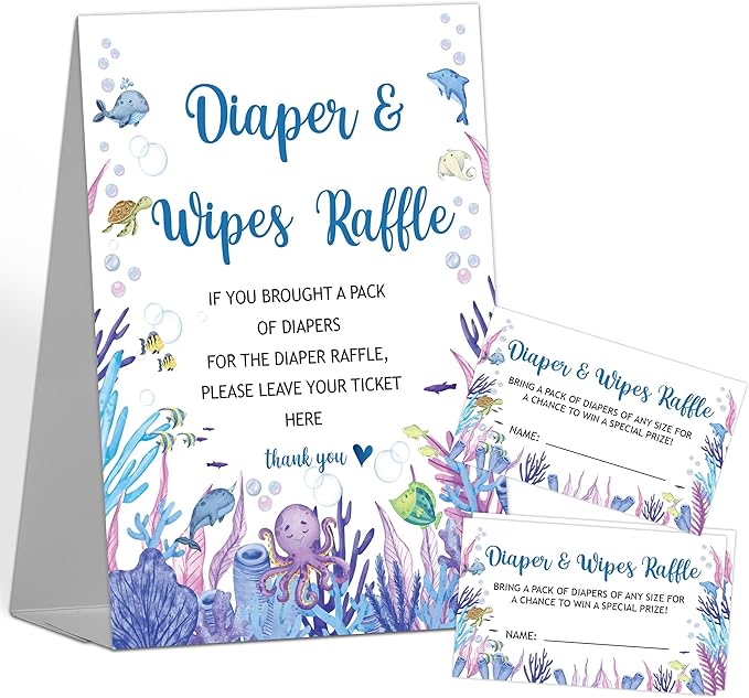 Amazon.com: Baby Shower Diapers Wipes Raffle, 1 Standing Sign with 50 ...