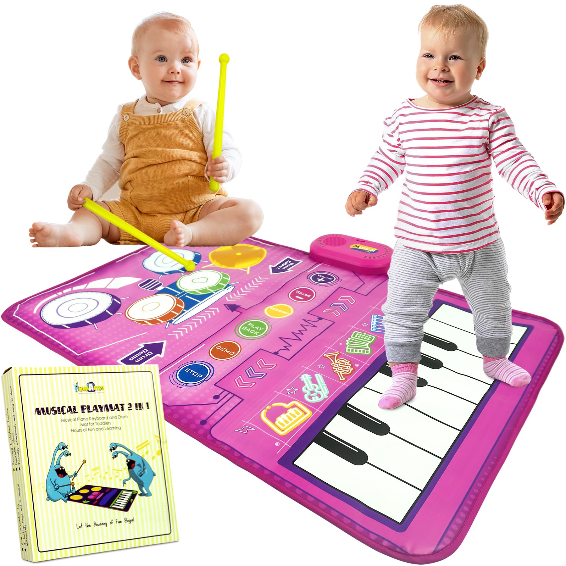 Snapklik.com : 2-in-1 Baby Musical Mat Floor Piano Mat & Drum Set For ...