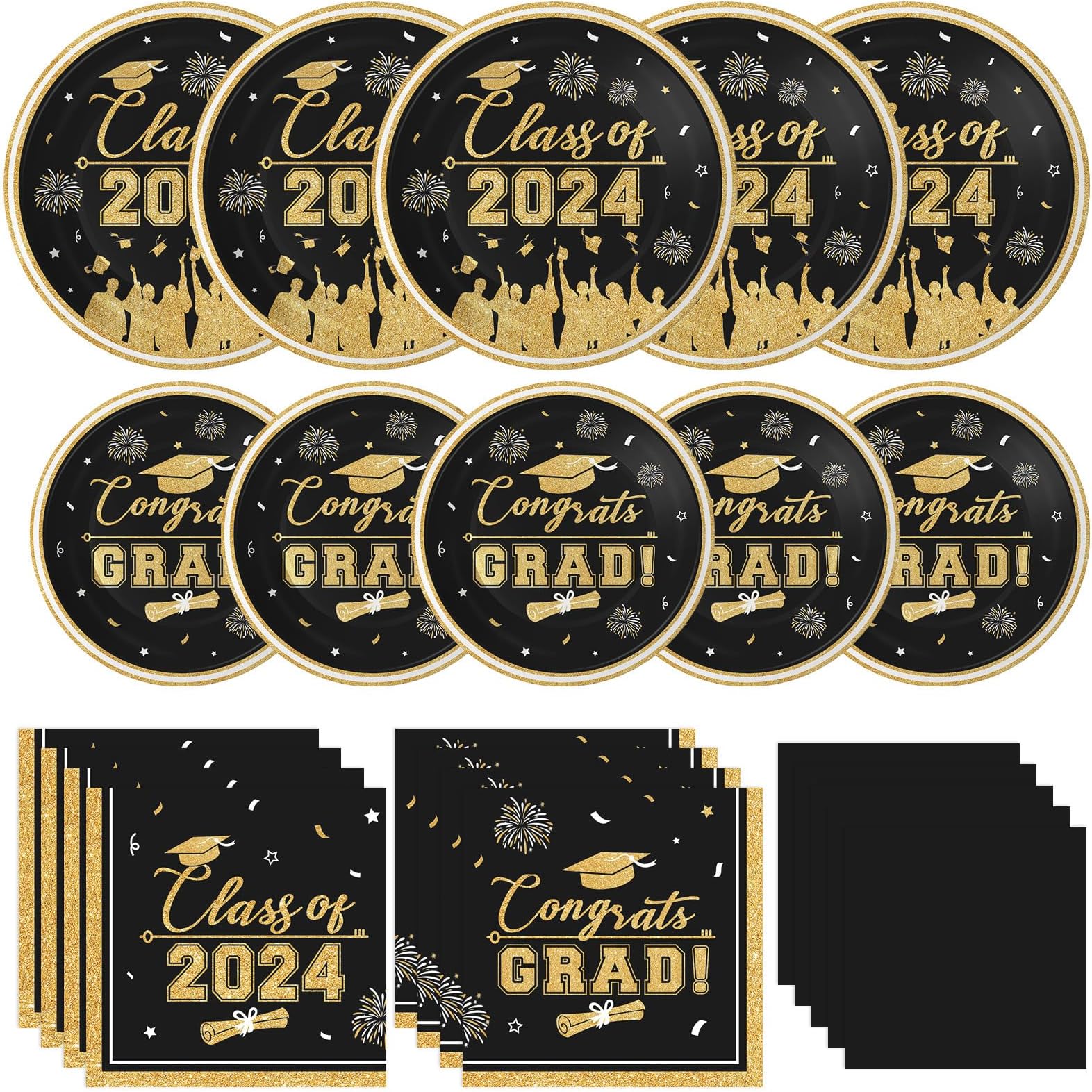 Amazon.com: Graduation Party Plates Napkins Table Cloth 2024 Set for 24 ...