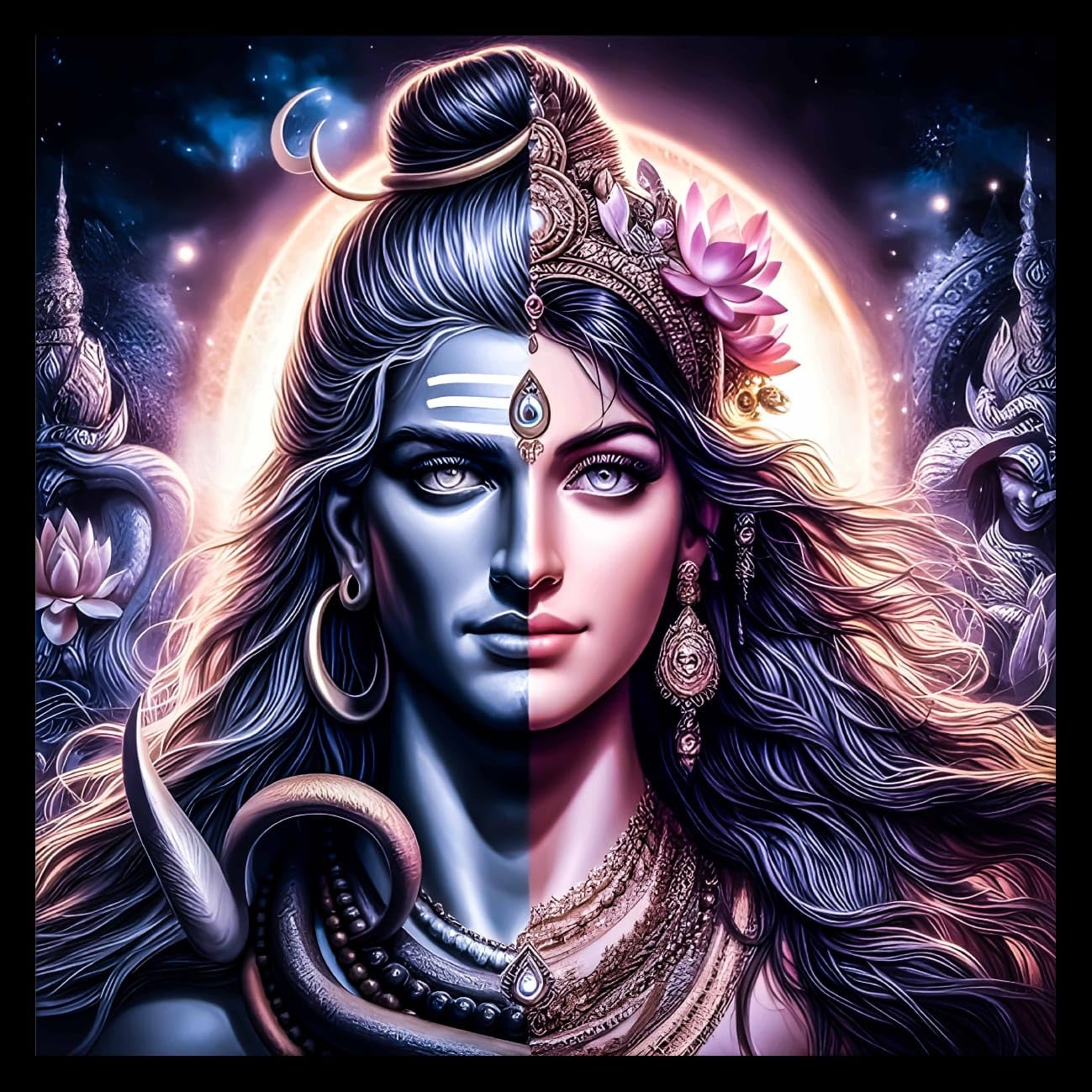 ARAkri - Lord Shiva Wall Frame - Shiv Shakti Framed Poster - Bhagwan ...