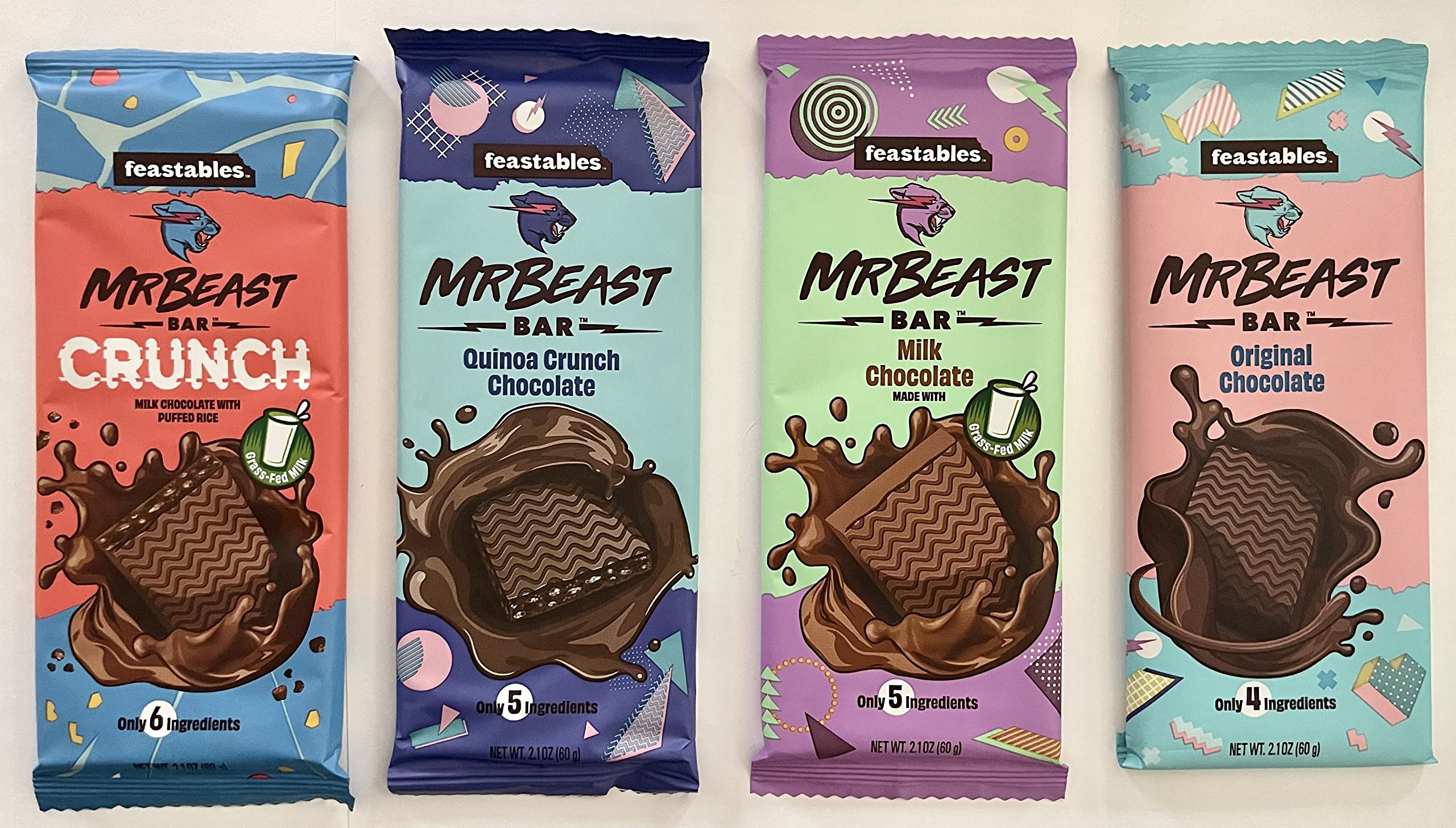 Buy Feastables Beast Bar Quinoa Crunch, NEW Milk Chocolate Crunch ...