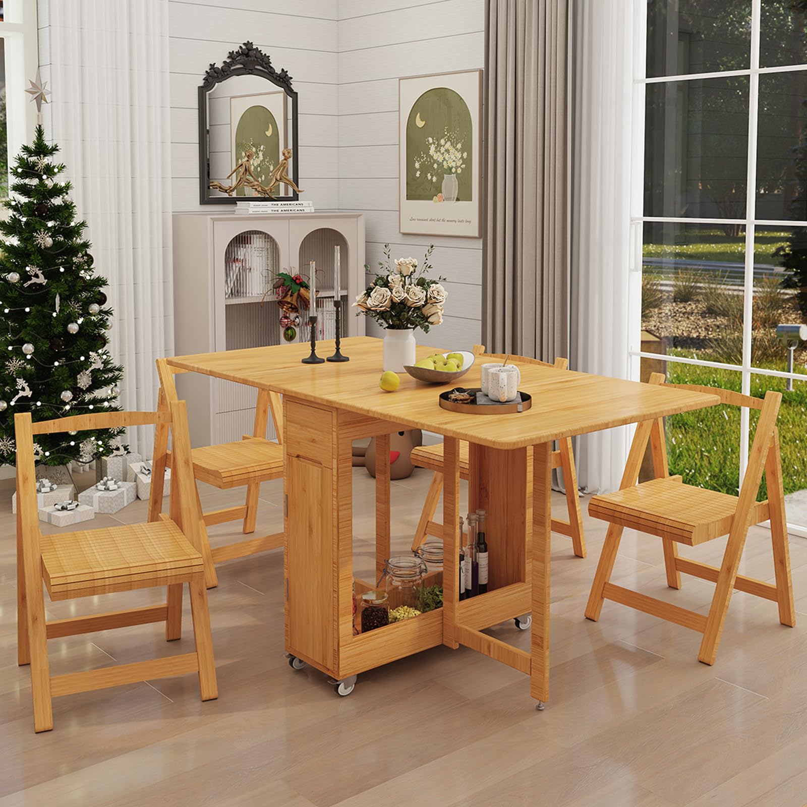 Amazon.com - Modern Rectangular Foldable Dining Table Set for 4, Drop ...