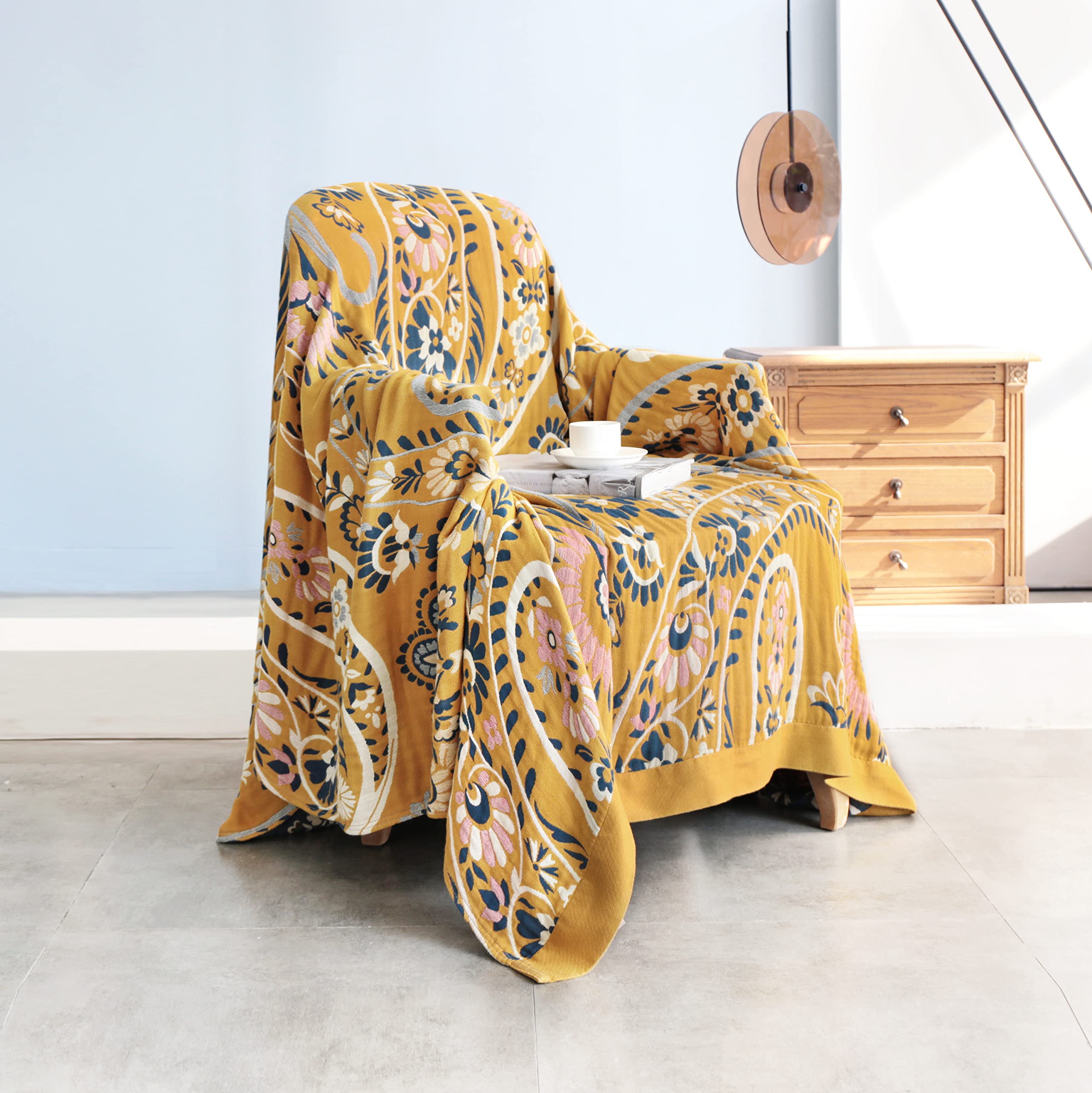 Heather Touch Boho Cotton Blanket Queen Christmas Blanket 4-Layer ...
