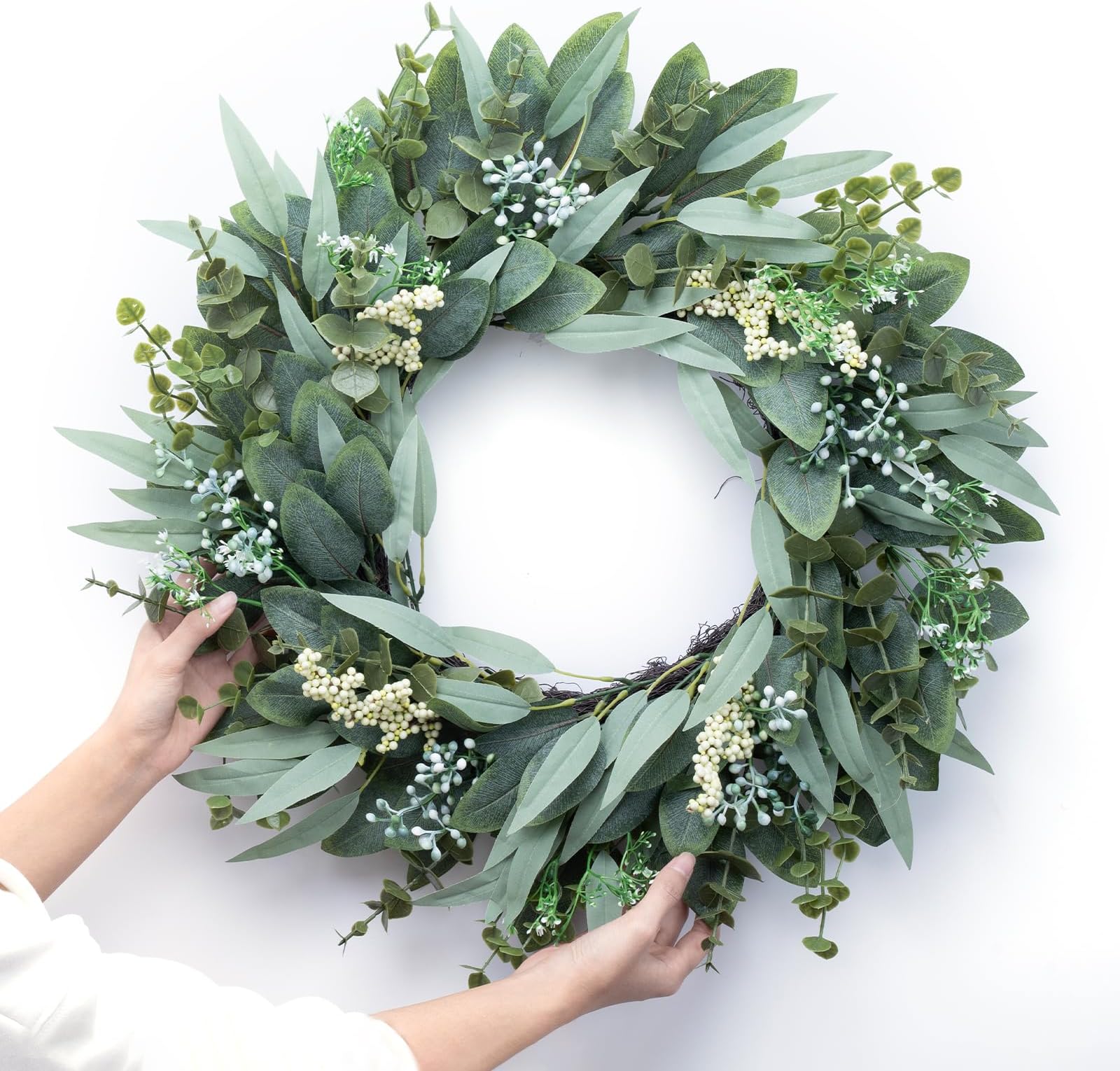 Amazon.com: LIFEFAIR Wreaths for Front Door, 20 Inch Artificial Green ...