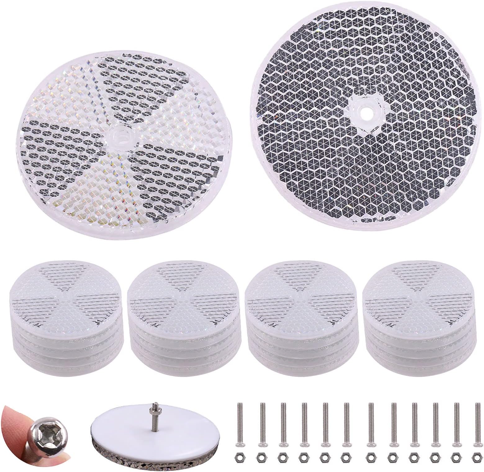 Amazon.com: Swpeet 36Pcs White Round Front Reflector Driveway Trailer ...