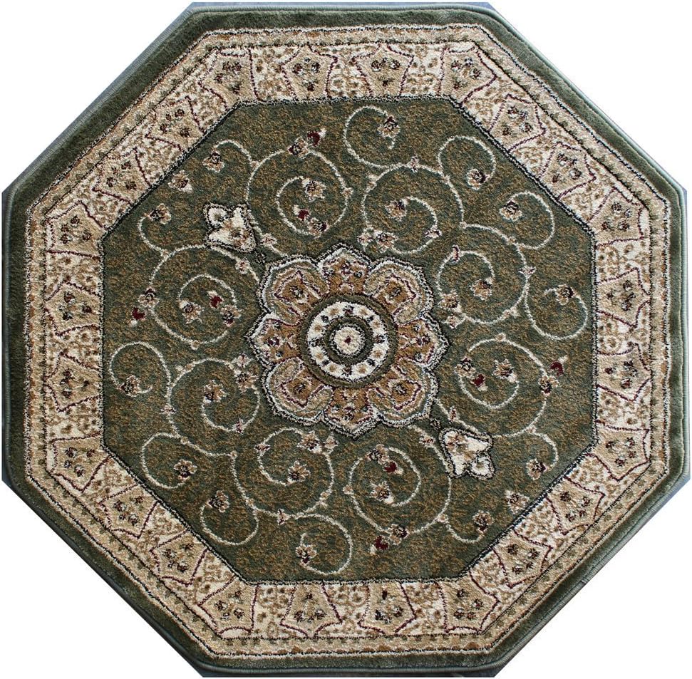 Amazon.com: Traditional Octagon Area Rug Design 404 Green (4 Feet X 4 ...