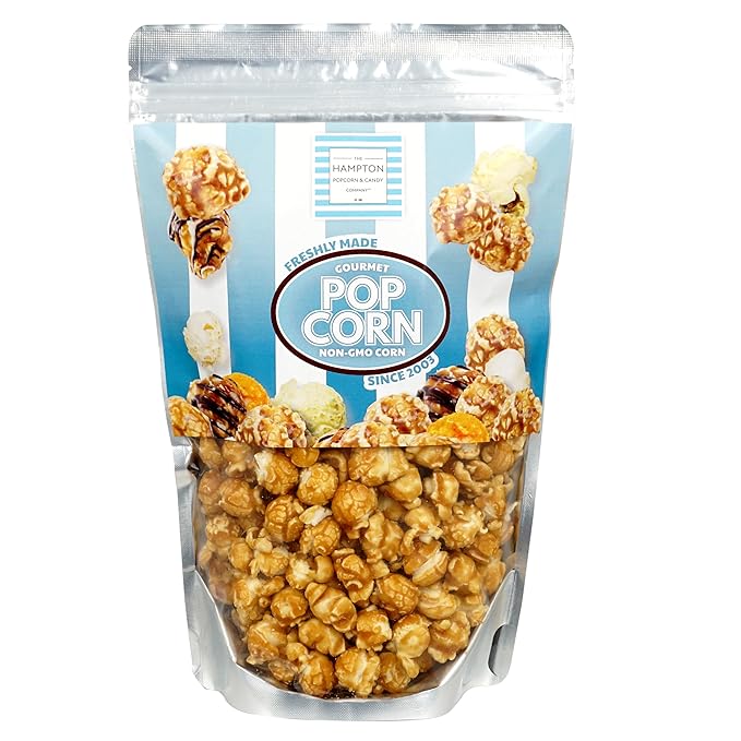 Amazon.com: The Hampton Popcorn Company Caramel Popcorn Resealable Zip ...