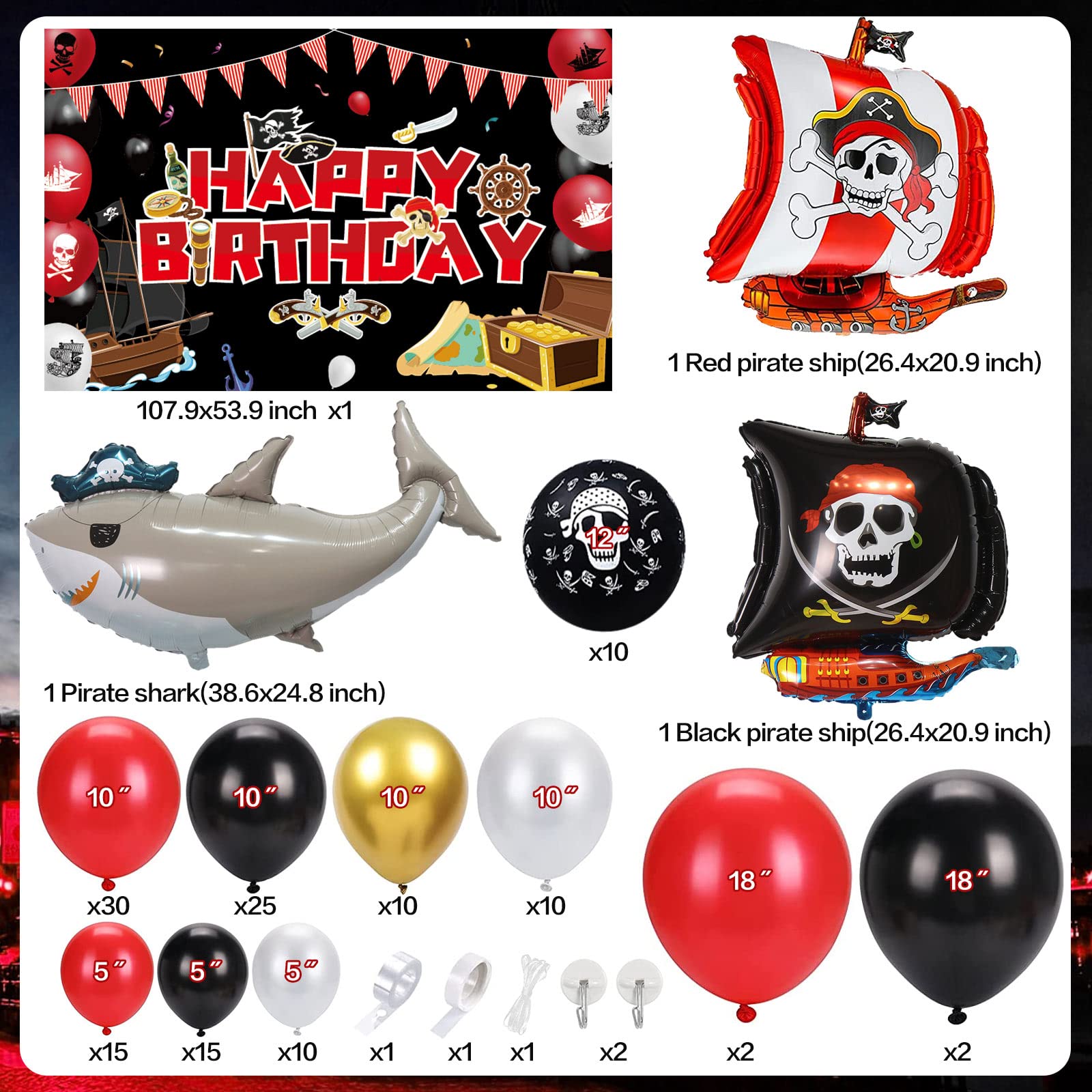 Vacation Beach Bag 138 Piece Pirate Birthday Decorations Kit - Balloon ...