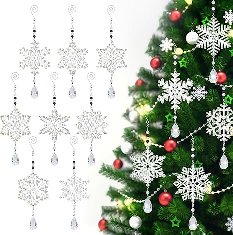 Amazon.com: Uiifan 8 Pcs Snowflakes Diamond Art Wind Chime Hanging 5d ...