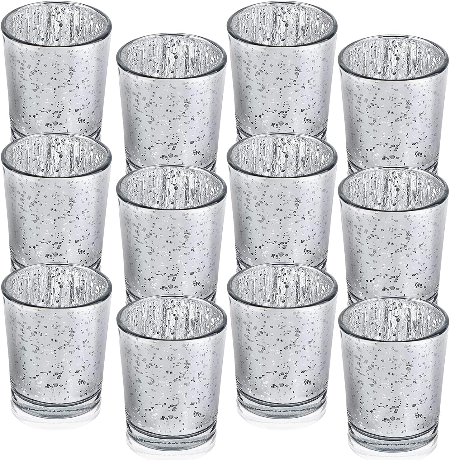 Amazon.com: 12pcs Elegant Wedding Silver Votive Candle Holders in Glass ...