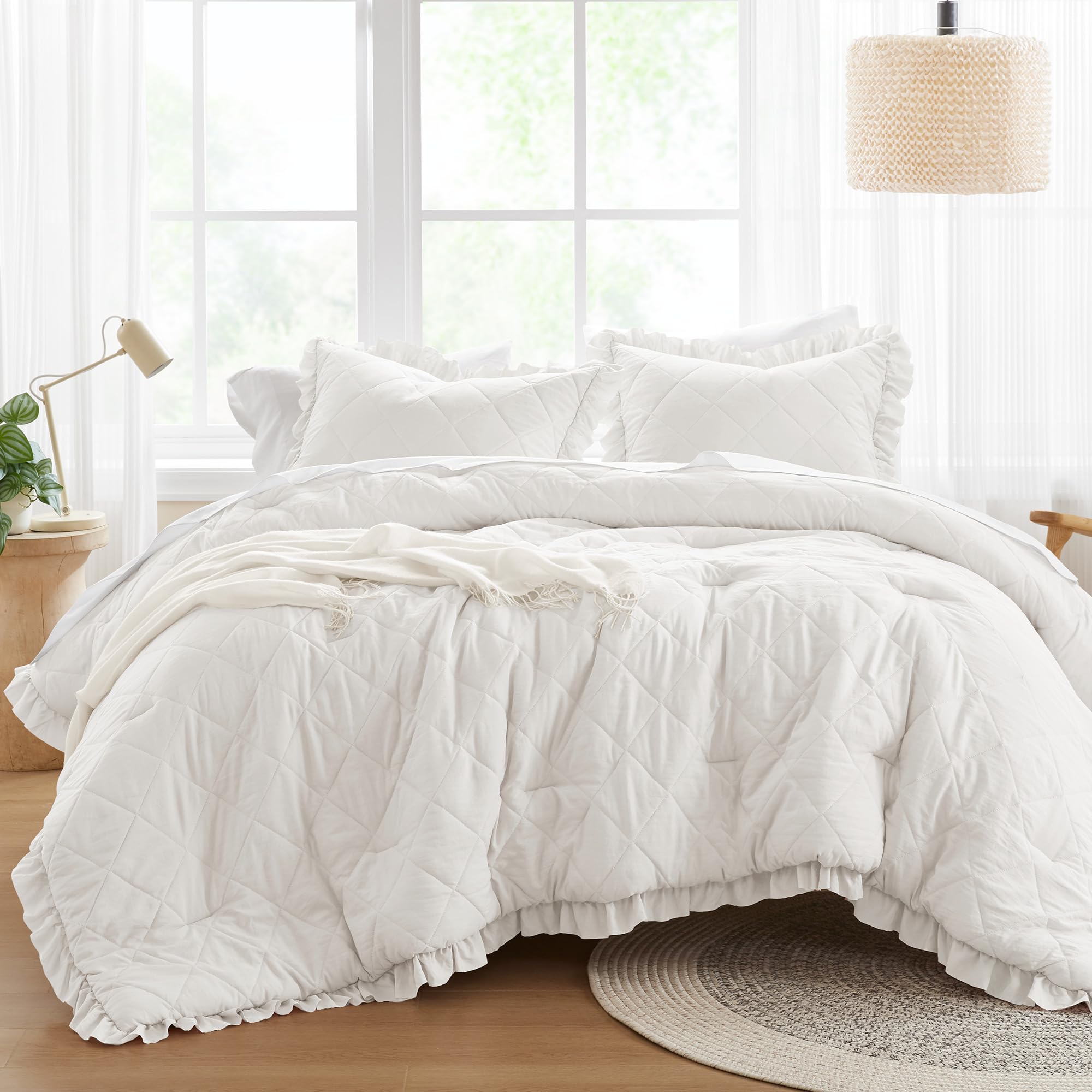 Amazon.com: Comfort Spaces Queen Comforter Set Ruffle Shabby Chic ...