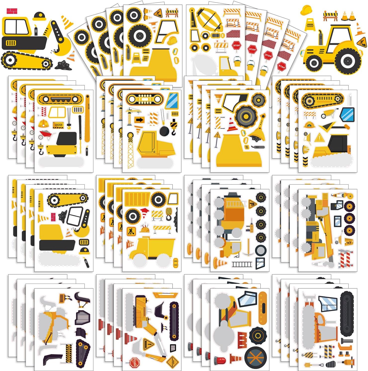 Amazon.com: 42 Sheets Make Your Own Construction Stickers Make A Face ...