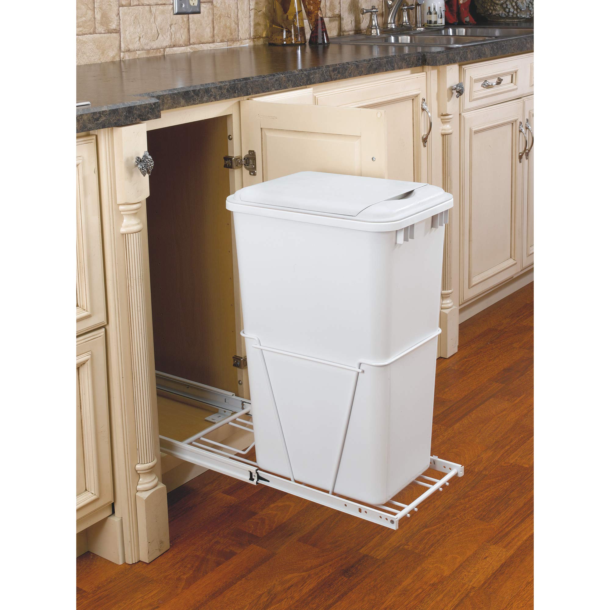 Rev-A-Shelf RV-12PB-50 50 Quart Pull-Out Sliding Waste Bin Container ...