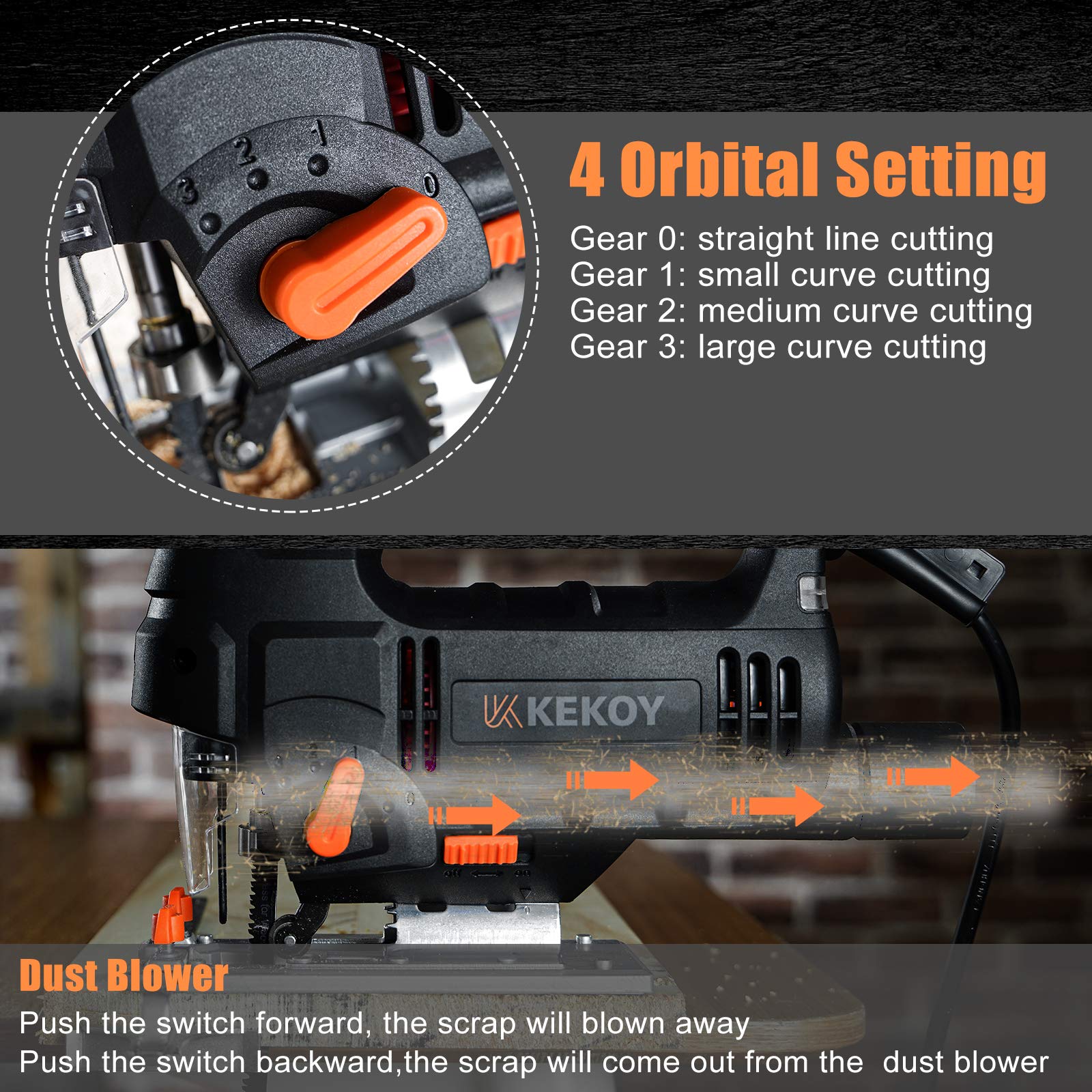 Jigsaw, 800W 3000 SPM Electric Jig Saws with Powerful Copper Motor, 6 ...