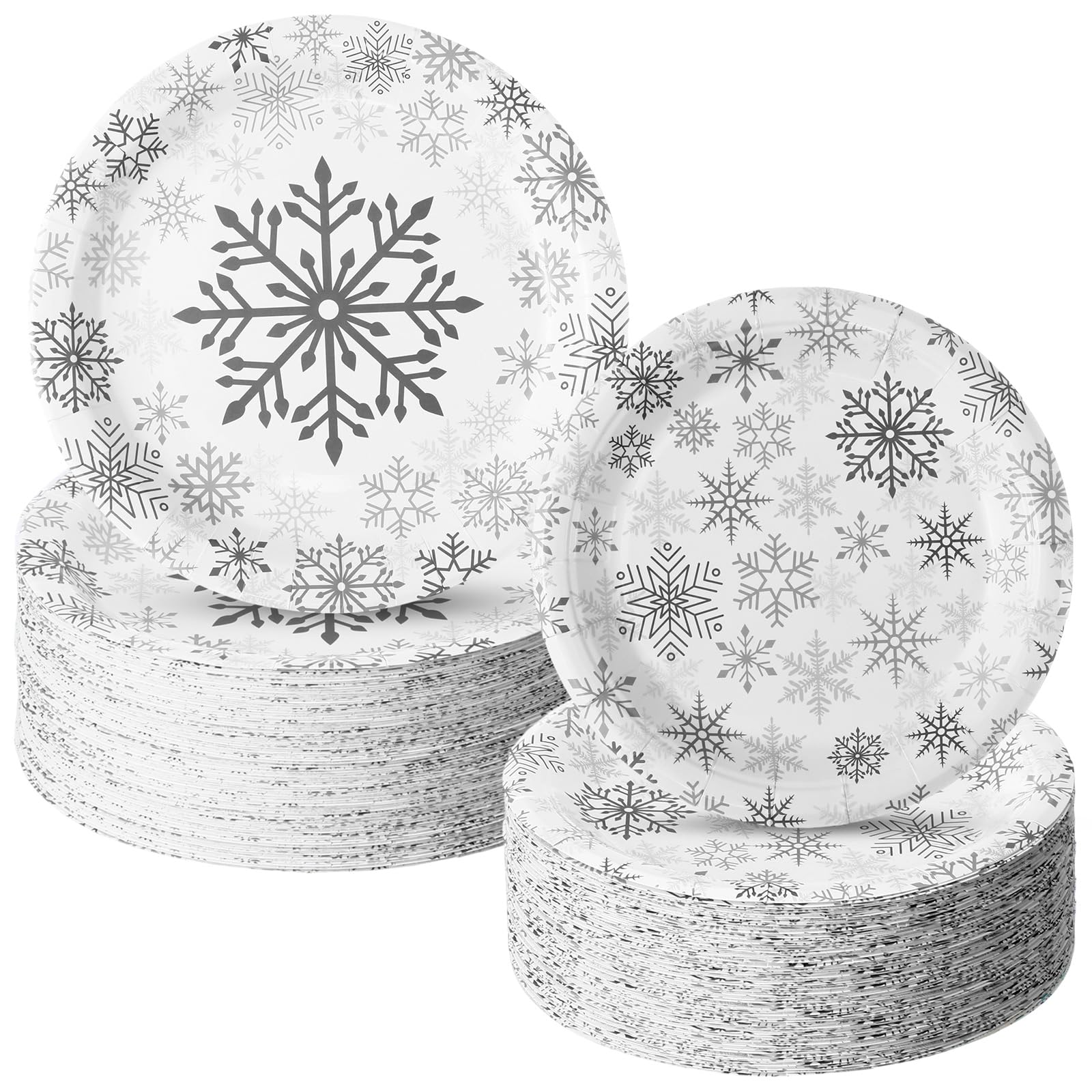 Amazon.com: Yungyan 120Pcs Snowflake Paper Plates Christmas Party ...