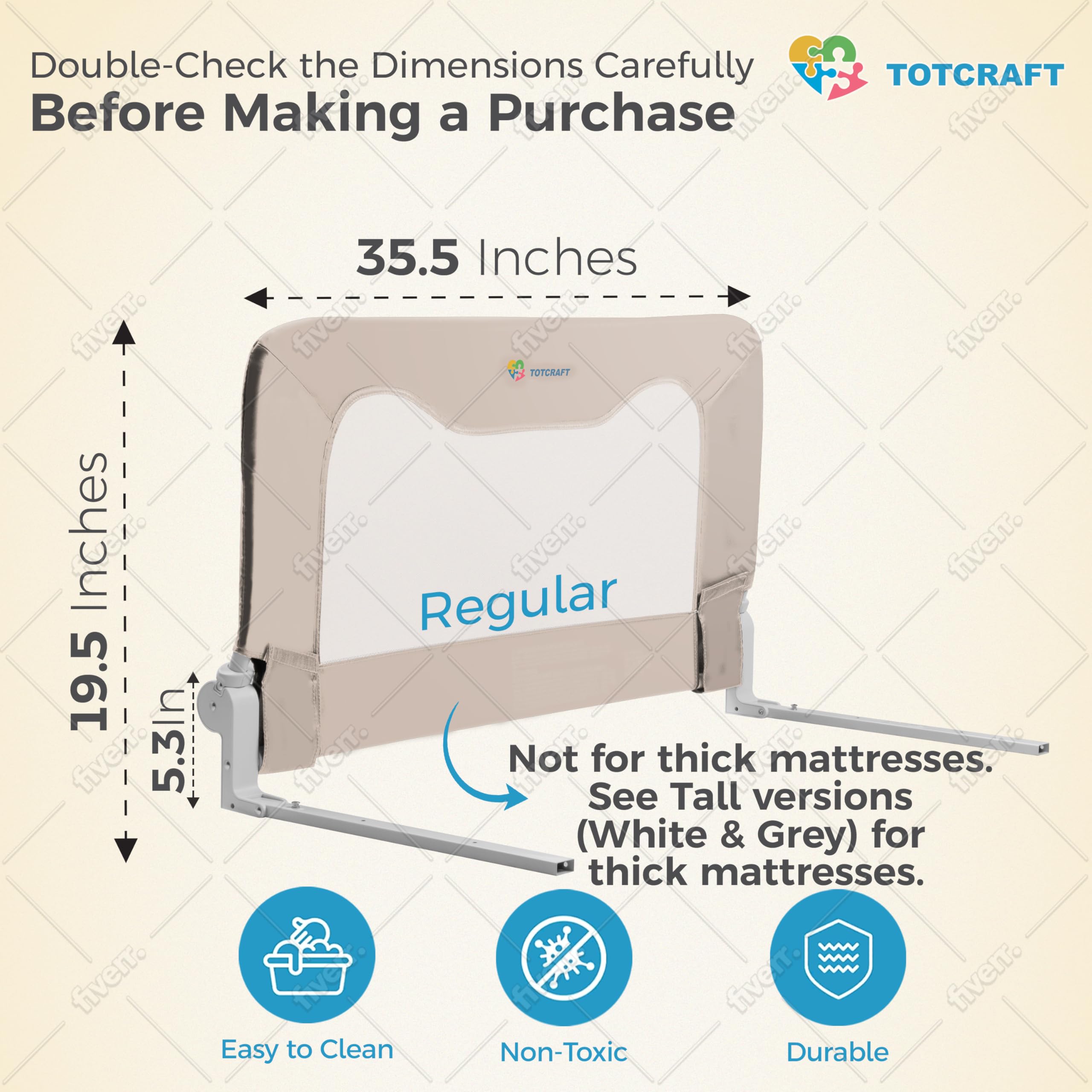 Snapklik.com : TotCraft Toddler Bed Rails Guard Universal Baby ...