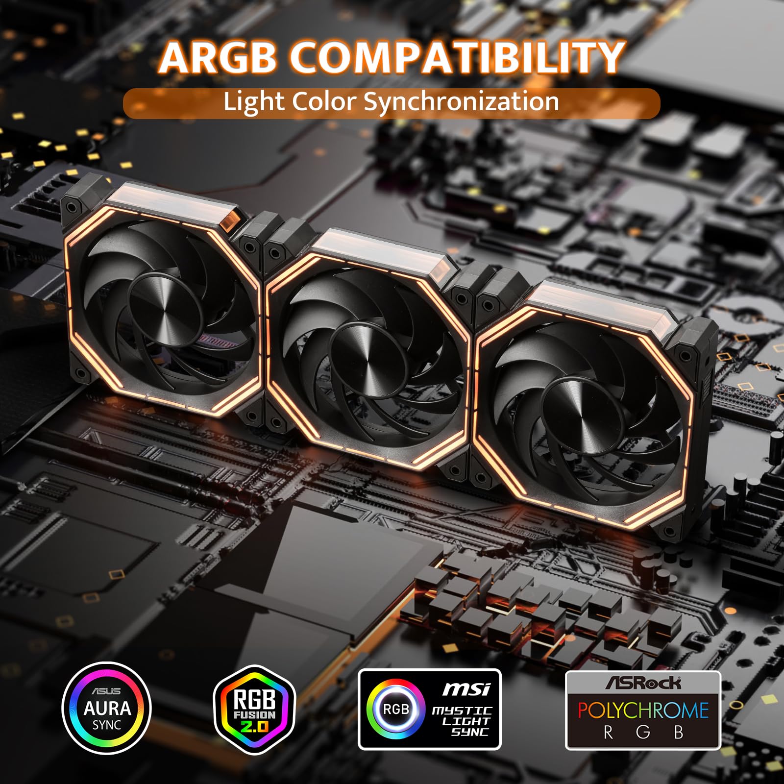 ARGB Daisy Chain Fans DarkFlash INF34 120mm PC Case Fans - 3 Pack ARGB ...