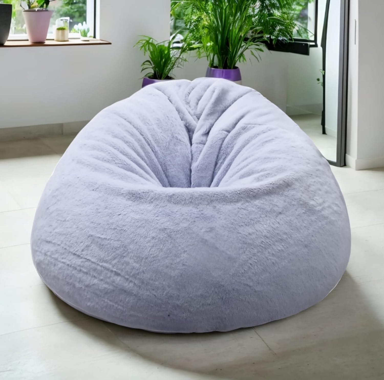 Bean Bag with Beans Filled, Bean Bag with Beans Filled XXL, Grey Fur ...
