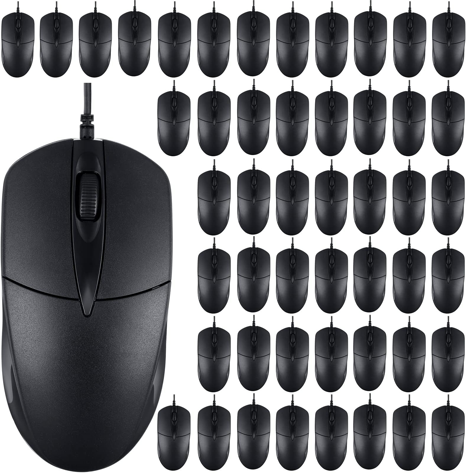 Amazon.com: Kathfly 50 Pcs Black Wired USB Computer Mouse Bulk 1000 DPI ...