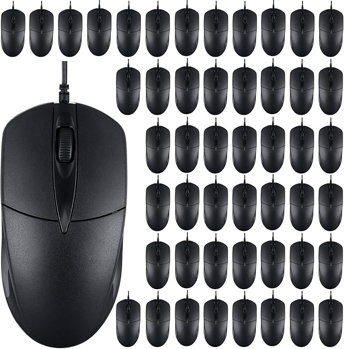 Amazon.com: Kathfly 50 Pcs Black Wired USB Computer Mouse Bulk 1000 DPI ...