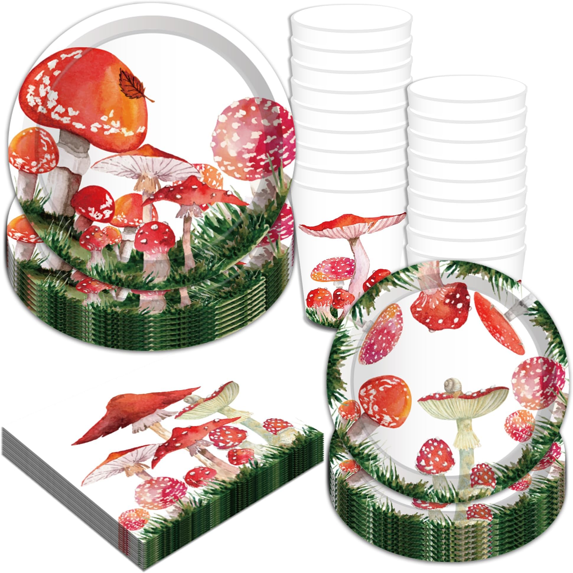 Amazon.com: OXYLIPO 9" Red Mushroom Paper Plates Celebrate Party ...