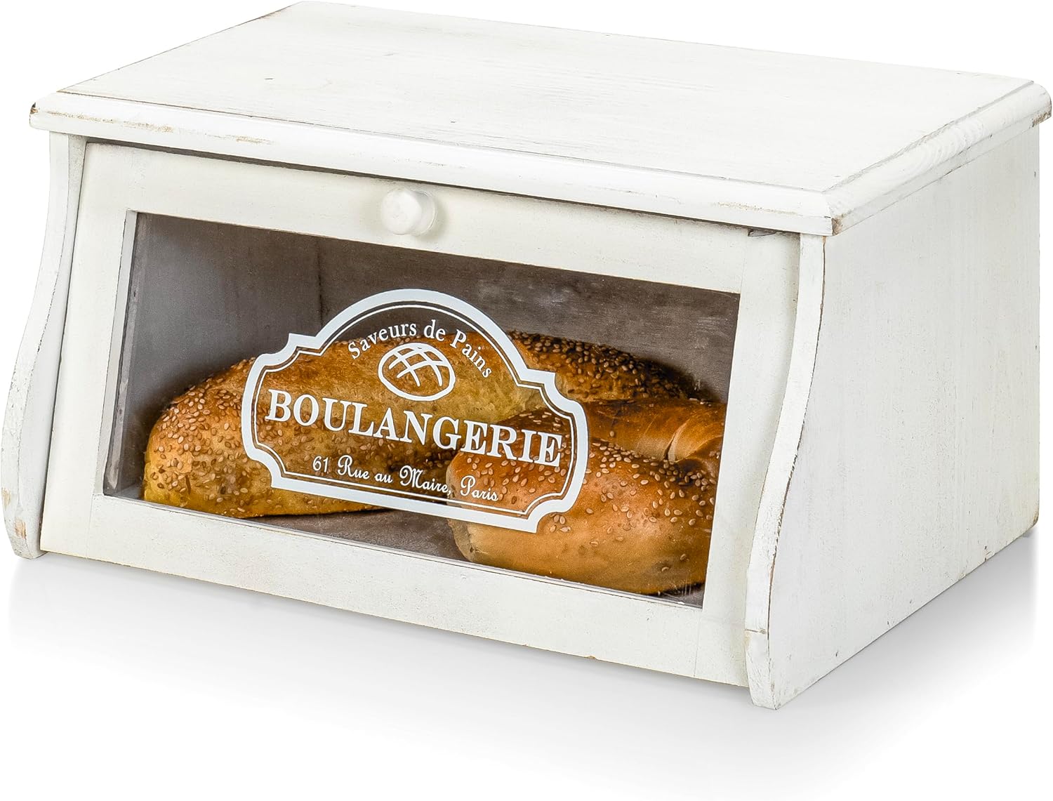 Amazon.com: Red Co. 14”x 7” Distressed Wood Bread Storage Box with ...