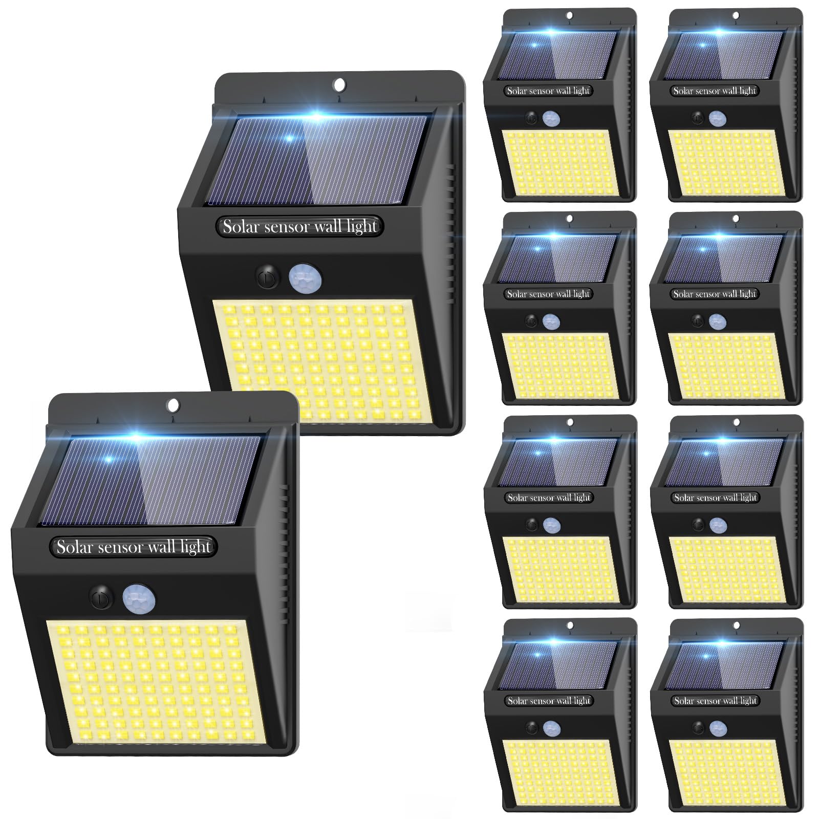 Solar Lights Outdoor, 10 Pack [ 3 Modes/100LED ] Solar Motion Sensor ...