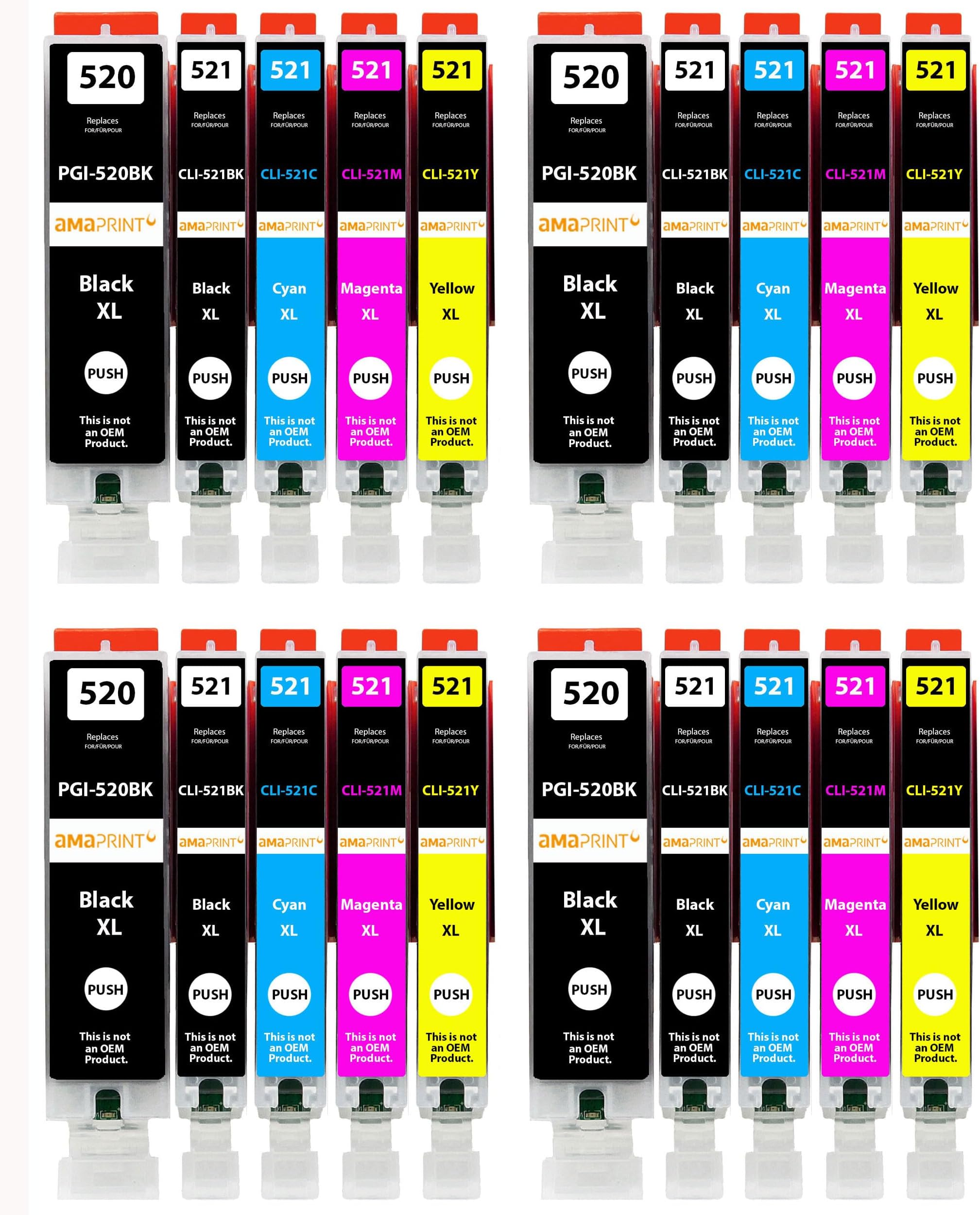 Happy Printer 5 XL cartridges compatible with Canon PGI-520 PGBK for ...