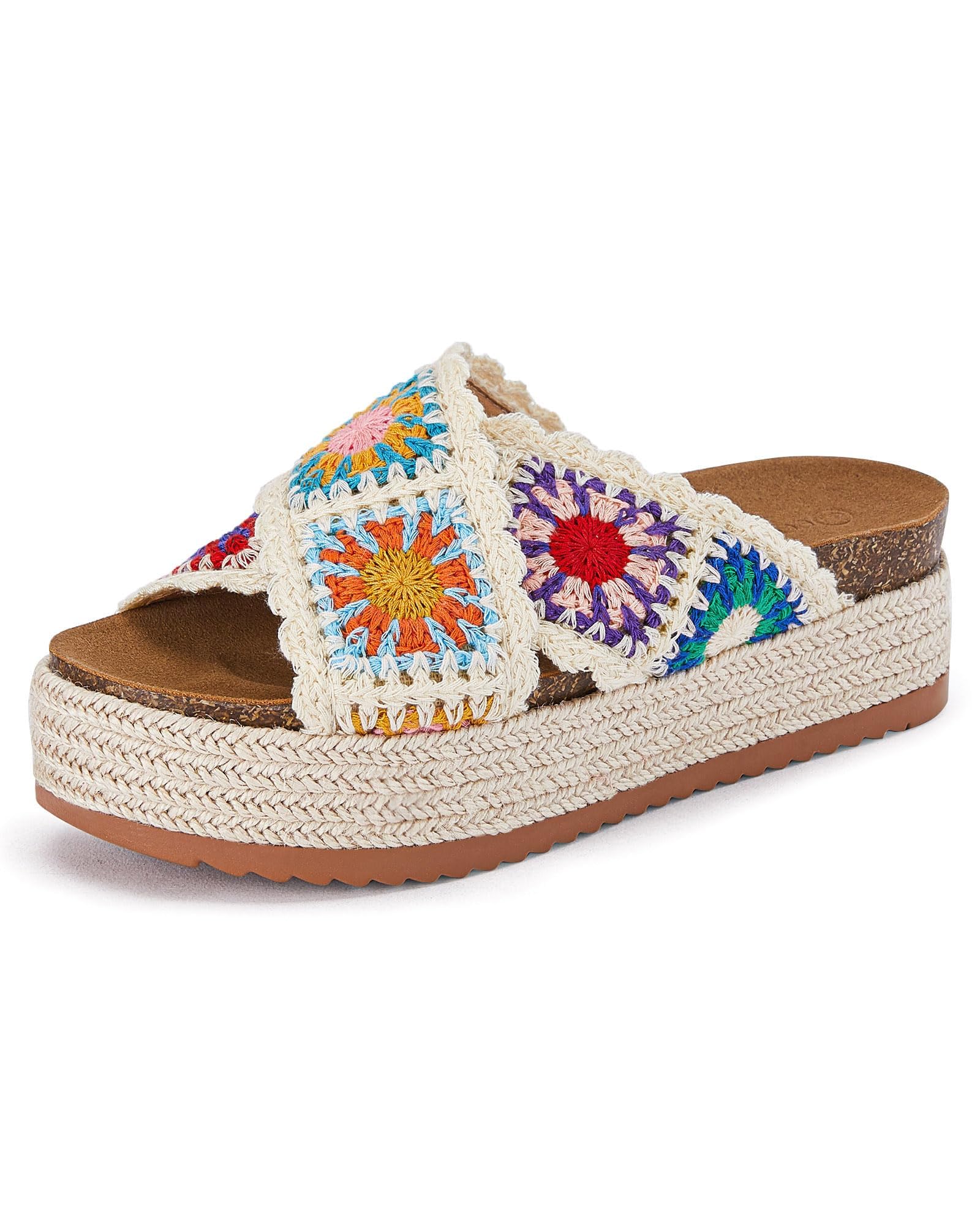 Amazon.com | Coutgo Womens Platform Espadrille Sandals Flatform Floral ...