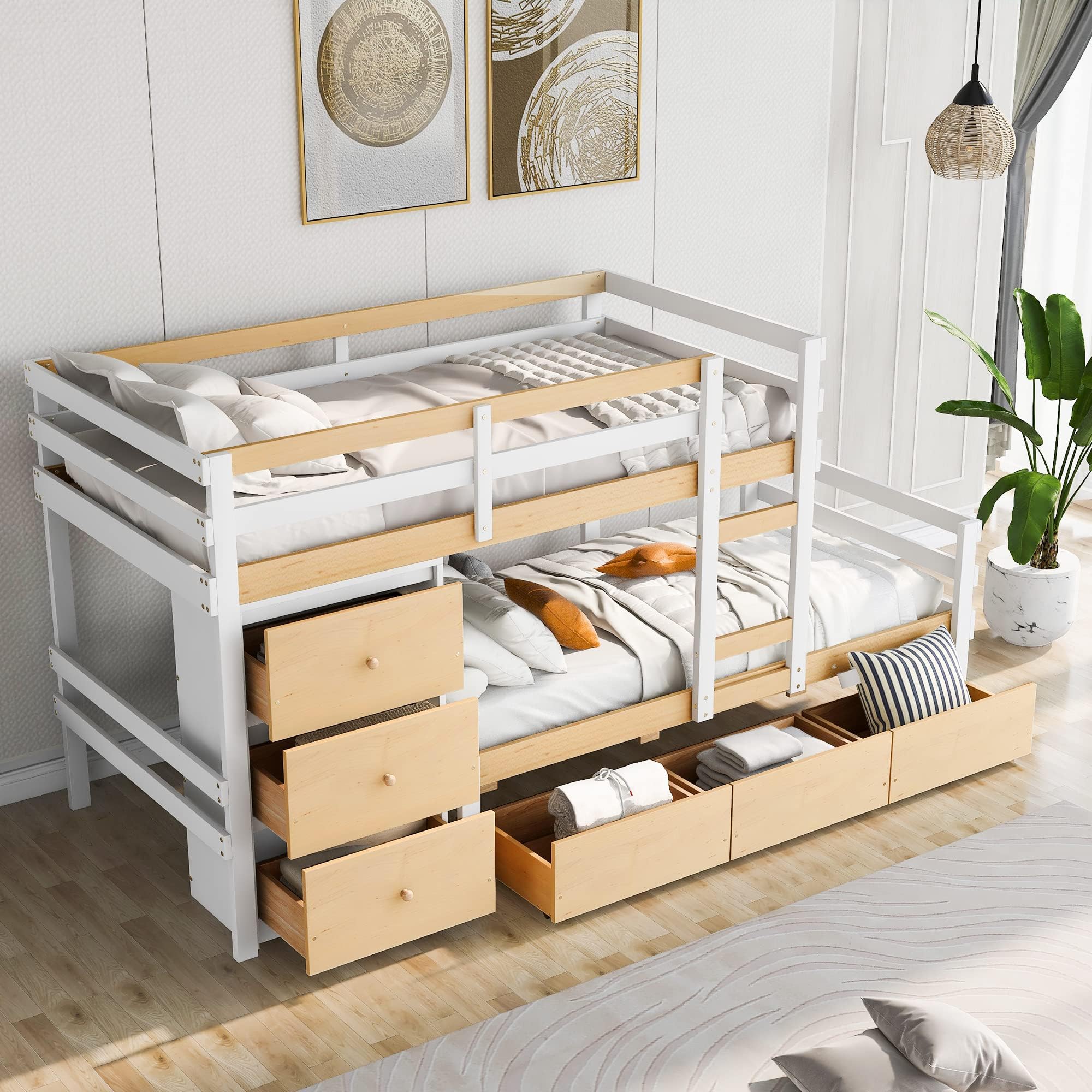 Amazon.com: Bellemave Low Loft Bed with Storage Drawers and Dresser ...