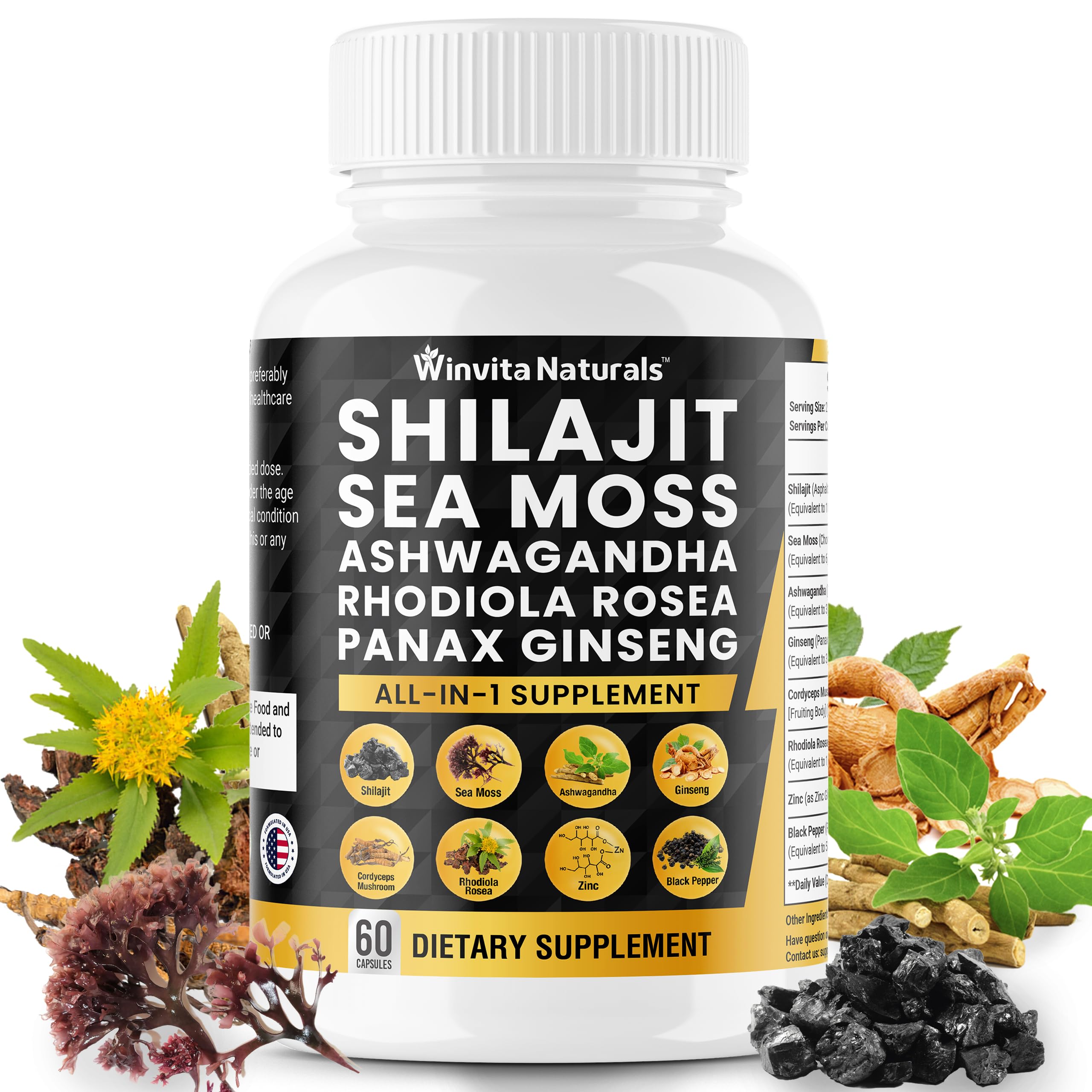 Buy Pure Himalayan 10,000mg Sea Moss 6000mg Ashwagandha 3000mg Panax ...