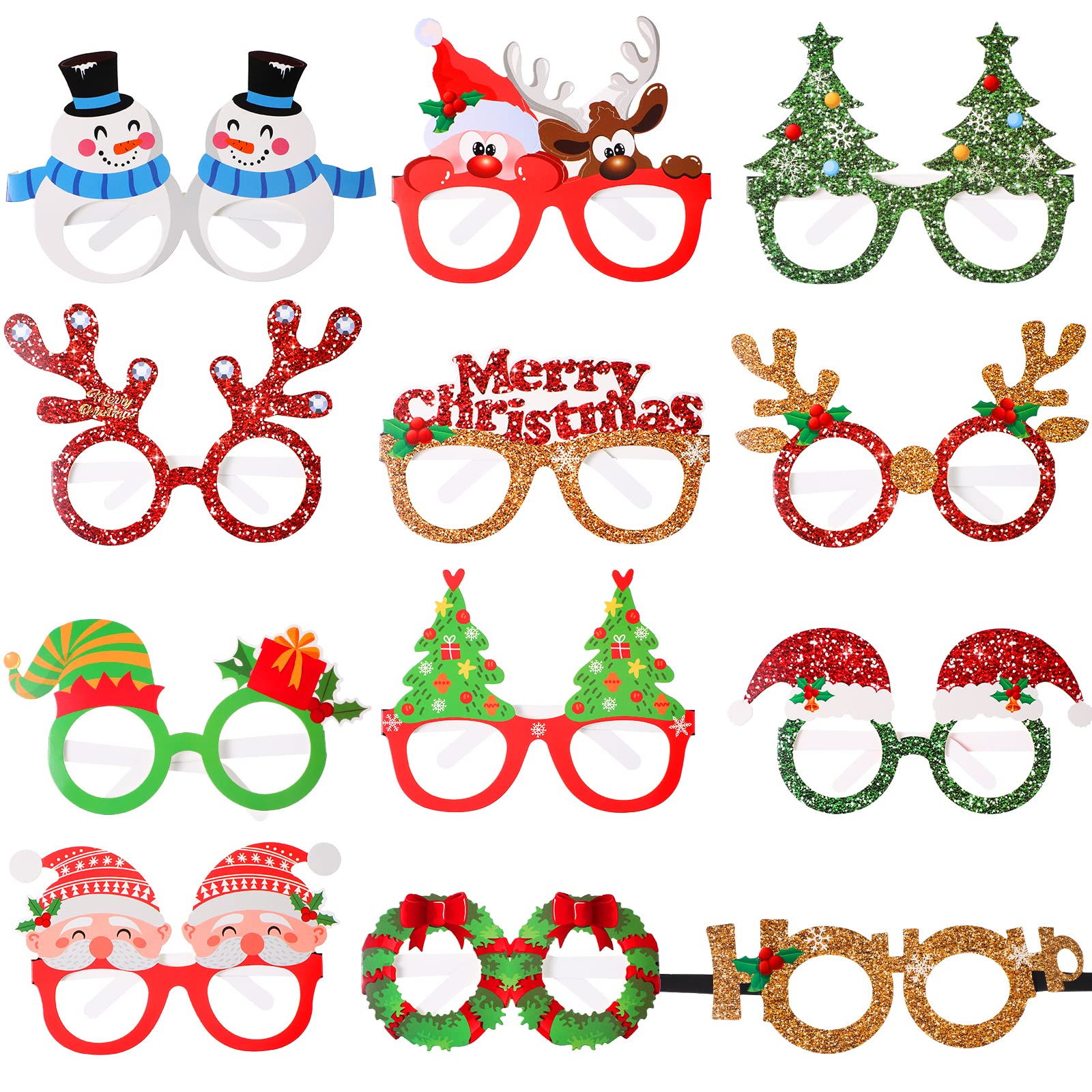 Amazon.com: 24 Pieces Christmas Party Eyeglasses Funny Christmas Party ...