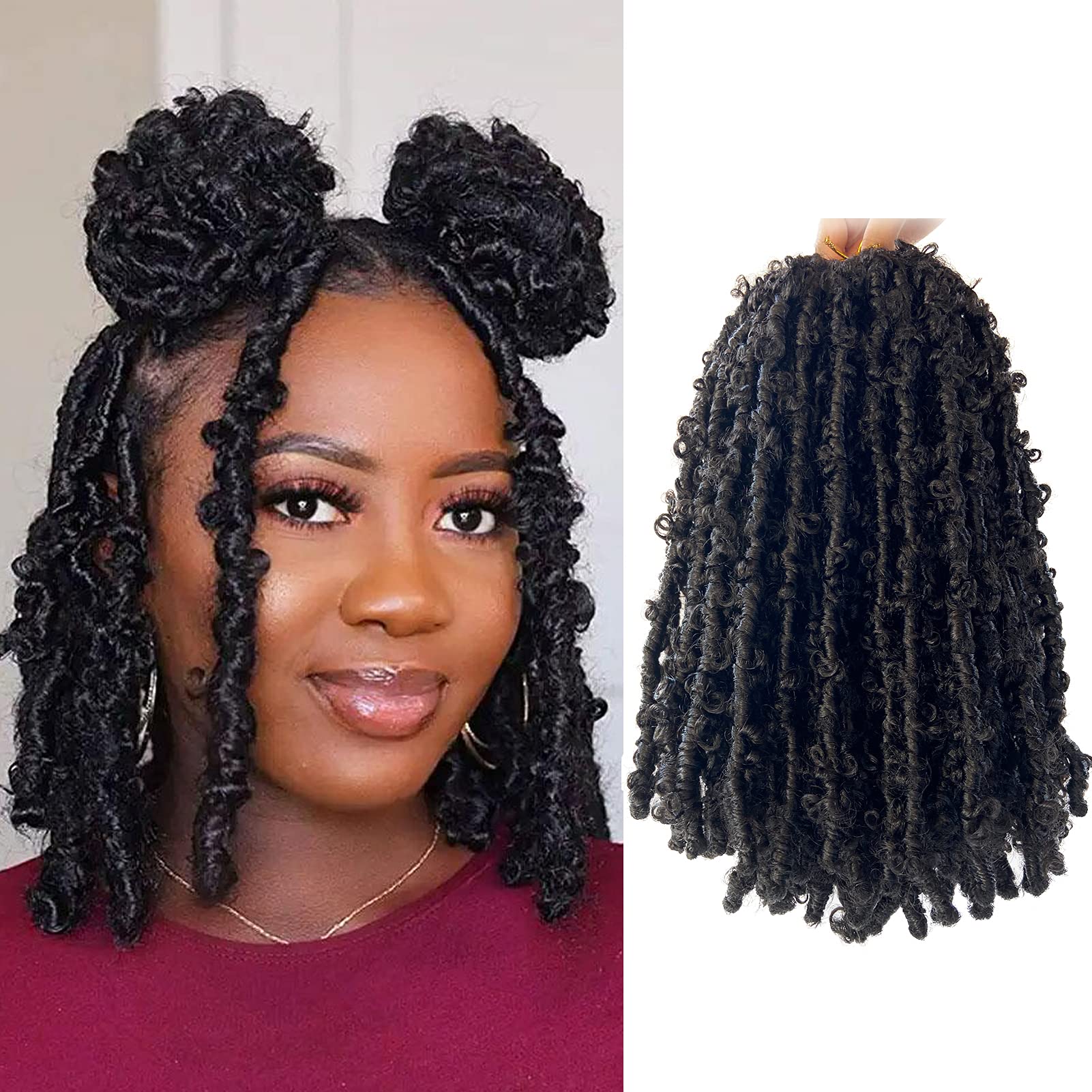 Buy 7 Packs Natural Black Bob Distressed Butterfly Locs Crochet Hair ...