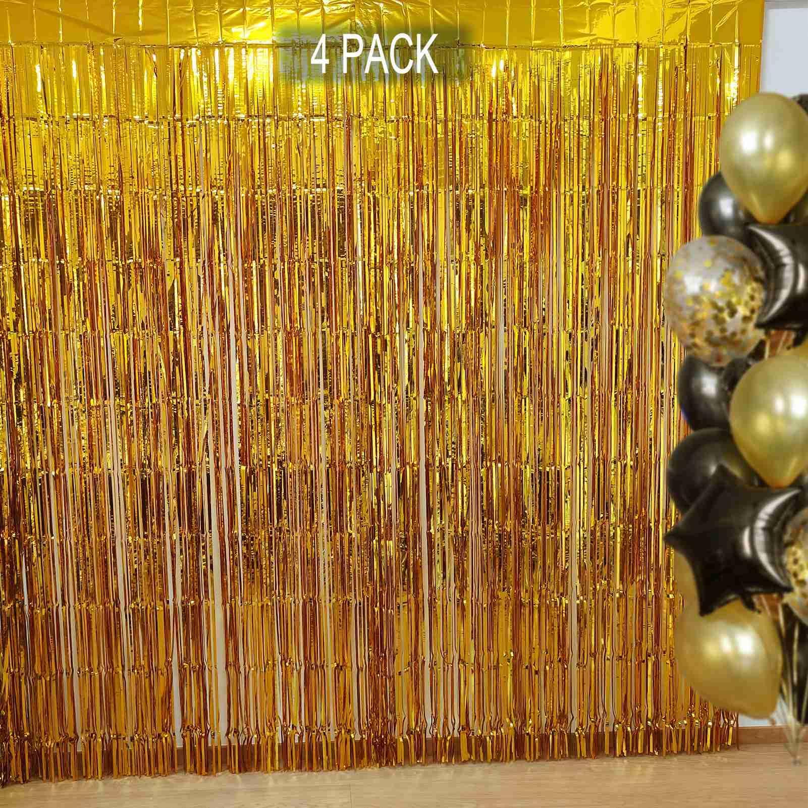 Amazon.com : EUFARS Gold Streamers Backdrop Curtains - 4 Pack of 3.2x8 ...