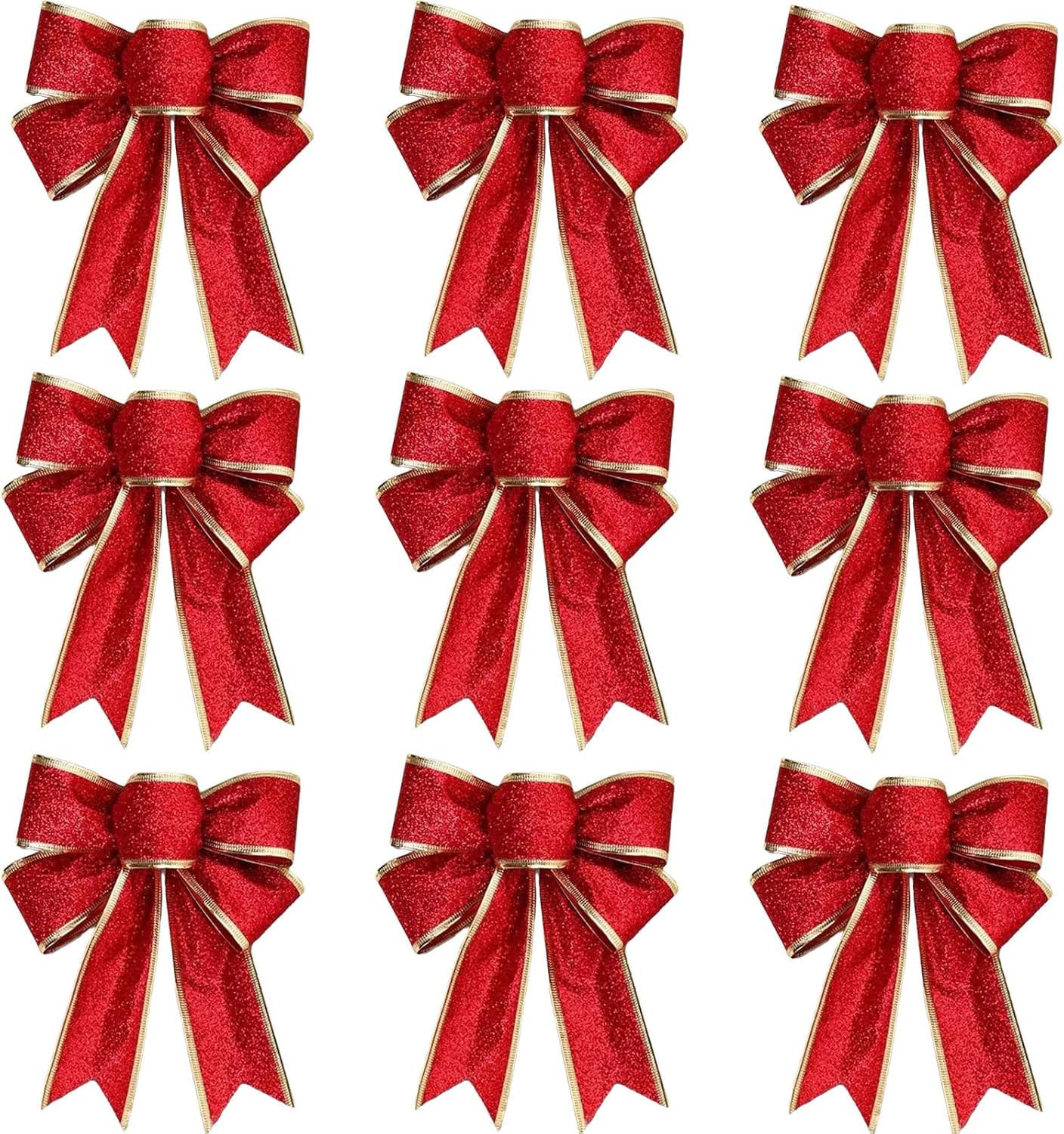 NIKJEBDF 10pcs Large Christmas Bows Glitter Red Christmas Tree ...