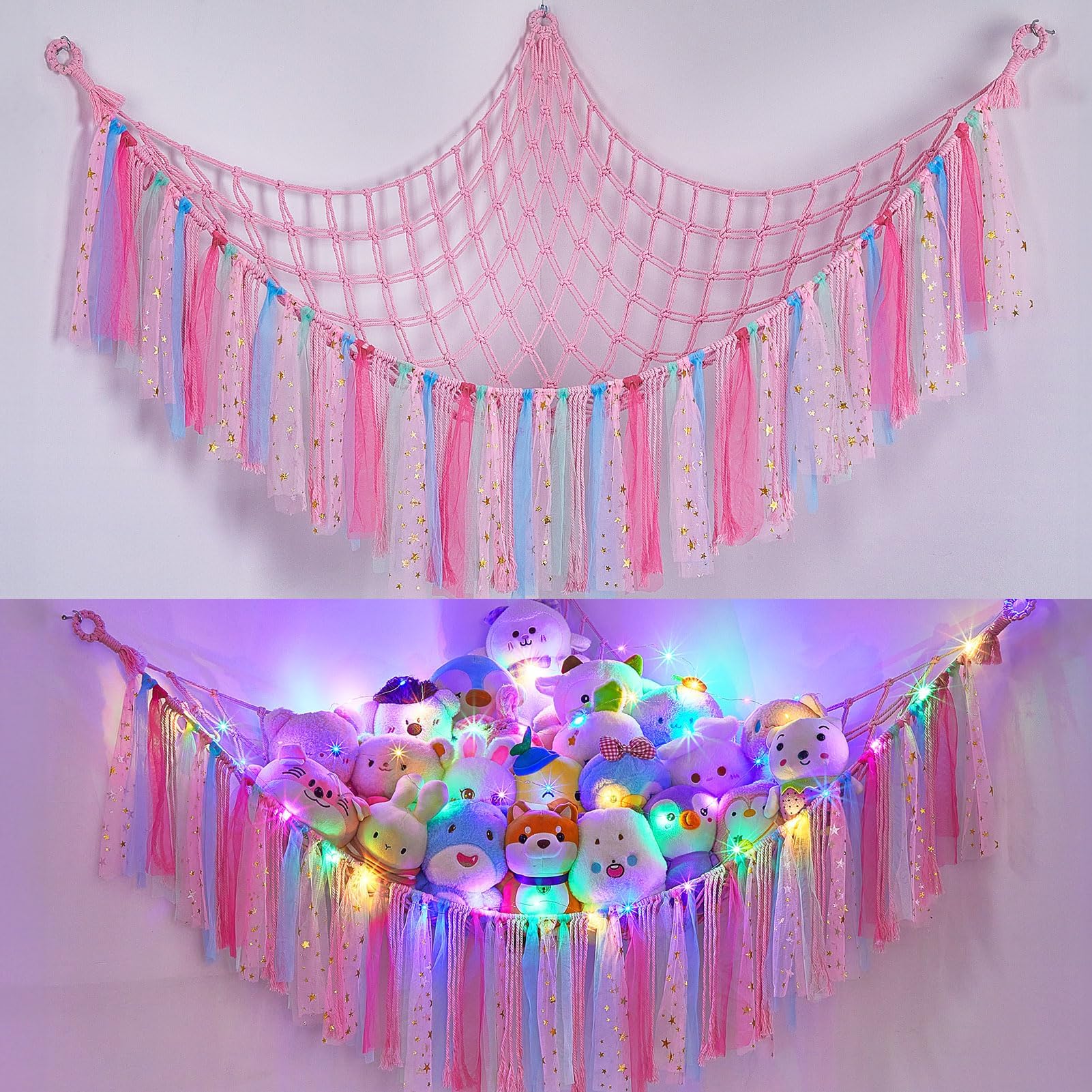 Amazon.com: Unicorn Castle Stuffed Animals Net Hammock With LED Light ...