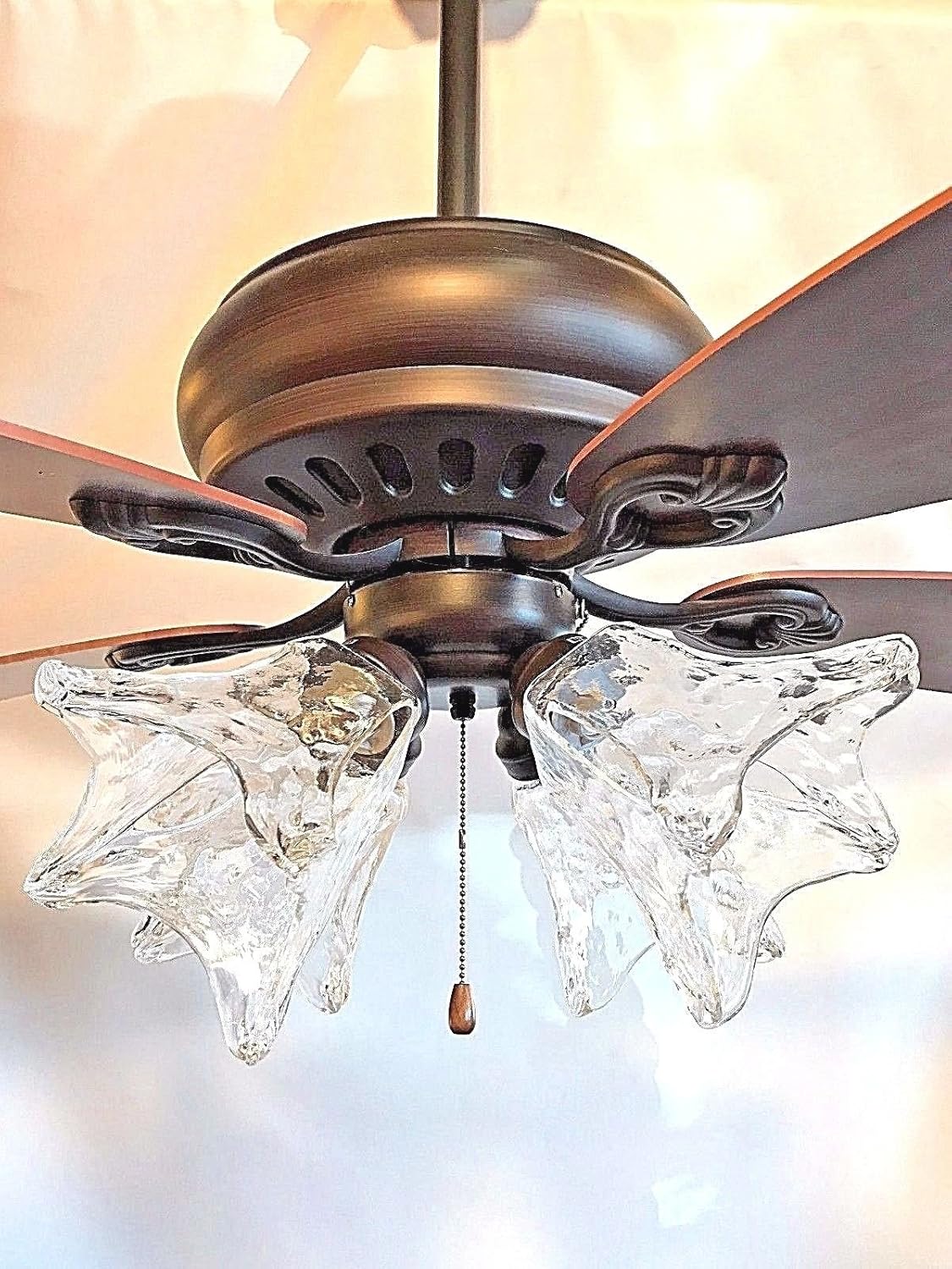 60" ORB oil rubbed bronze ceiling fan with 4 light clear hand blown ...