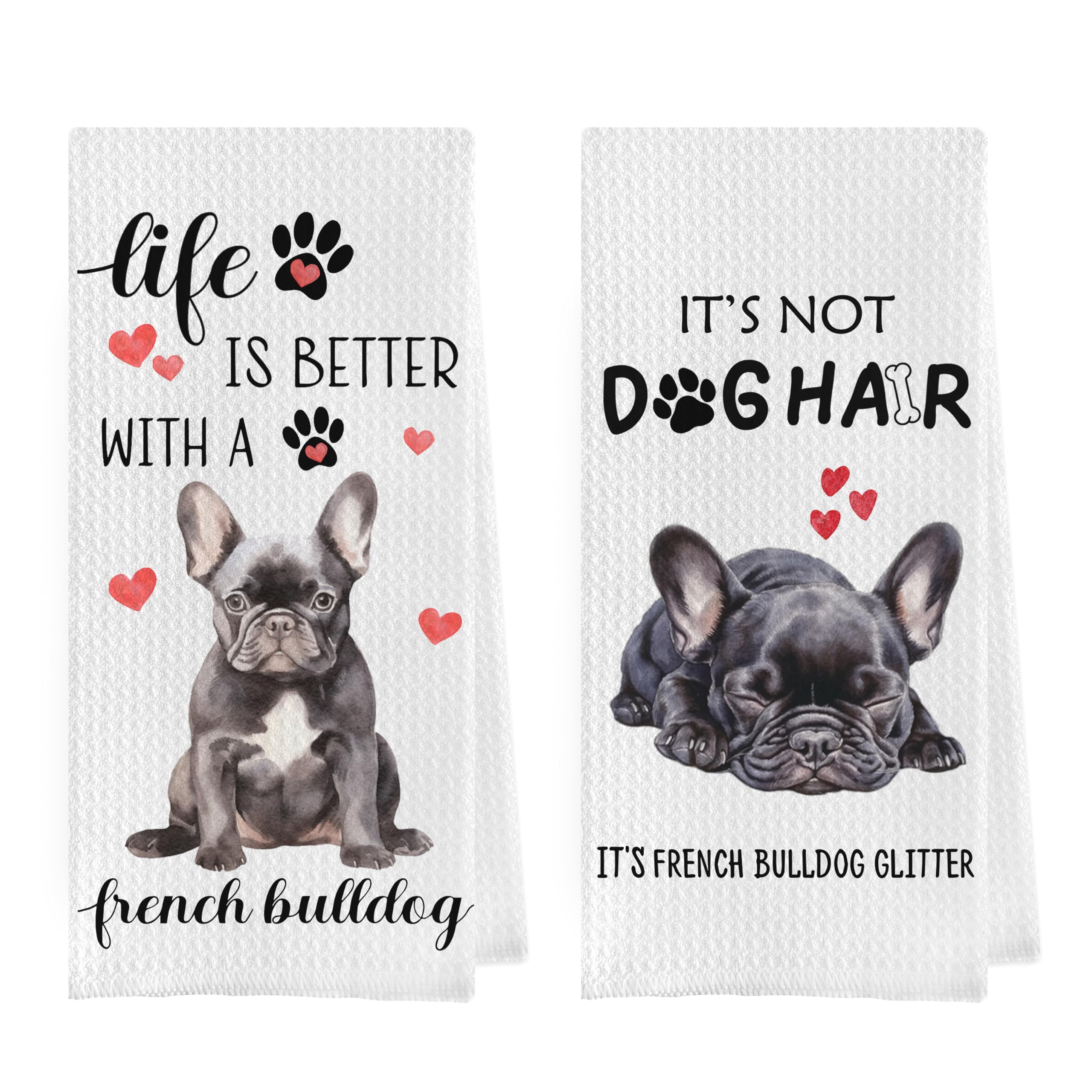 Amazon.com: Geqtt French Bulldog Dish Towels Set - Funny French Bulldog ...