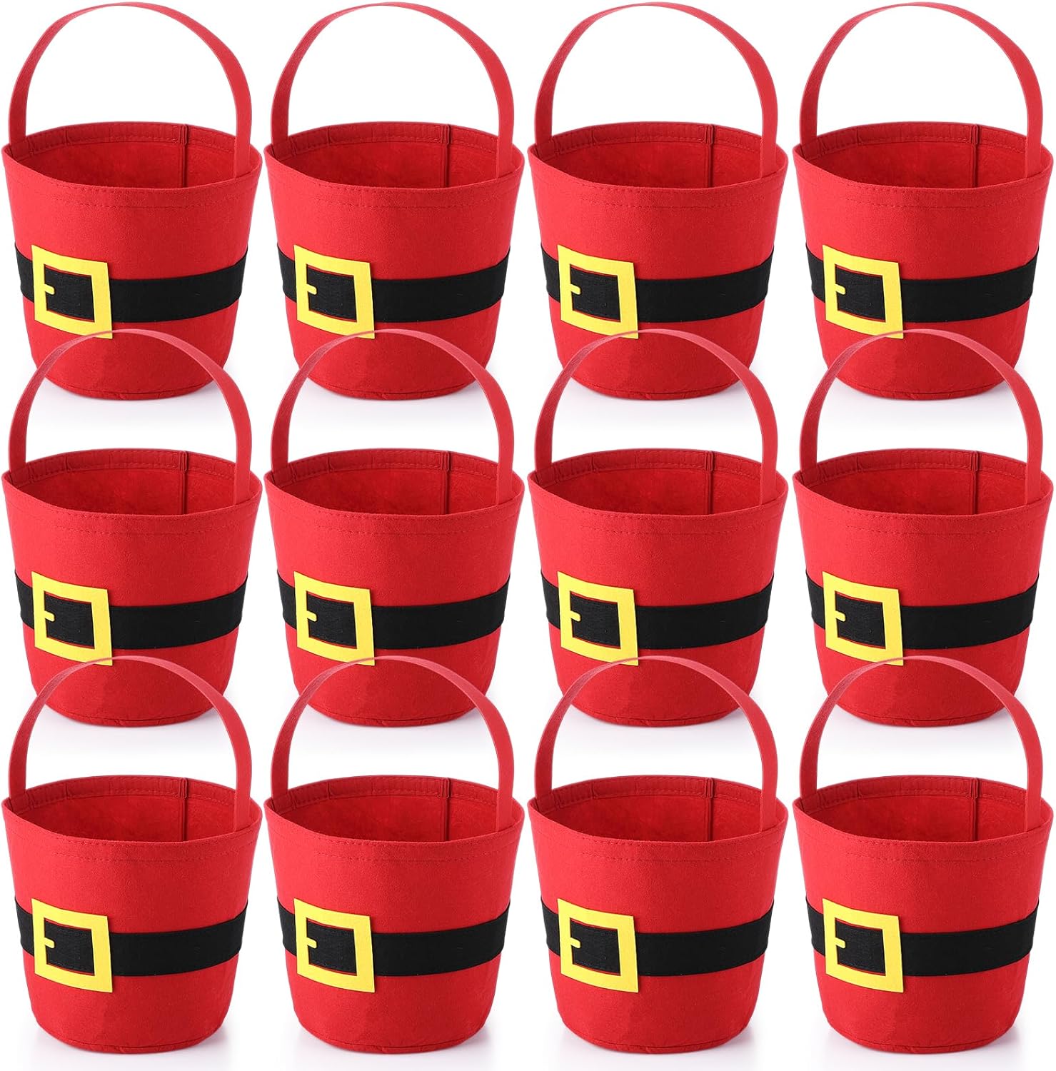 Amazon.com: Acellegic 12 Pcs Christmas Felt Buckets with Handles, Red ...