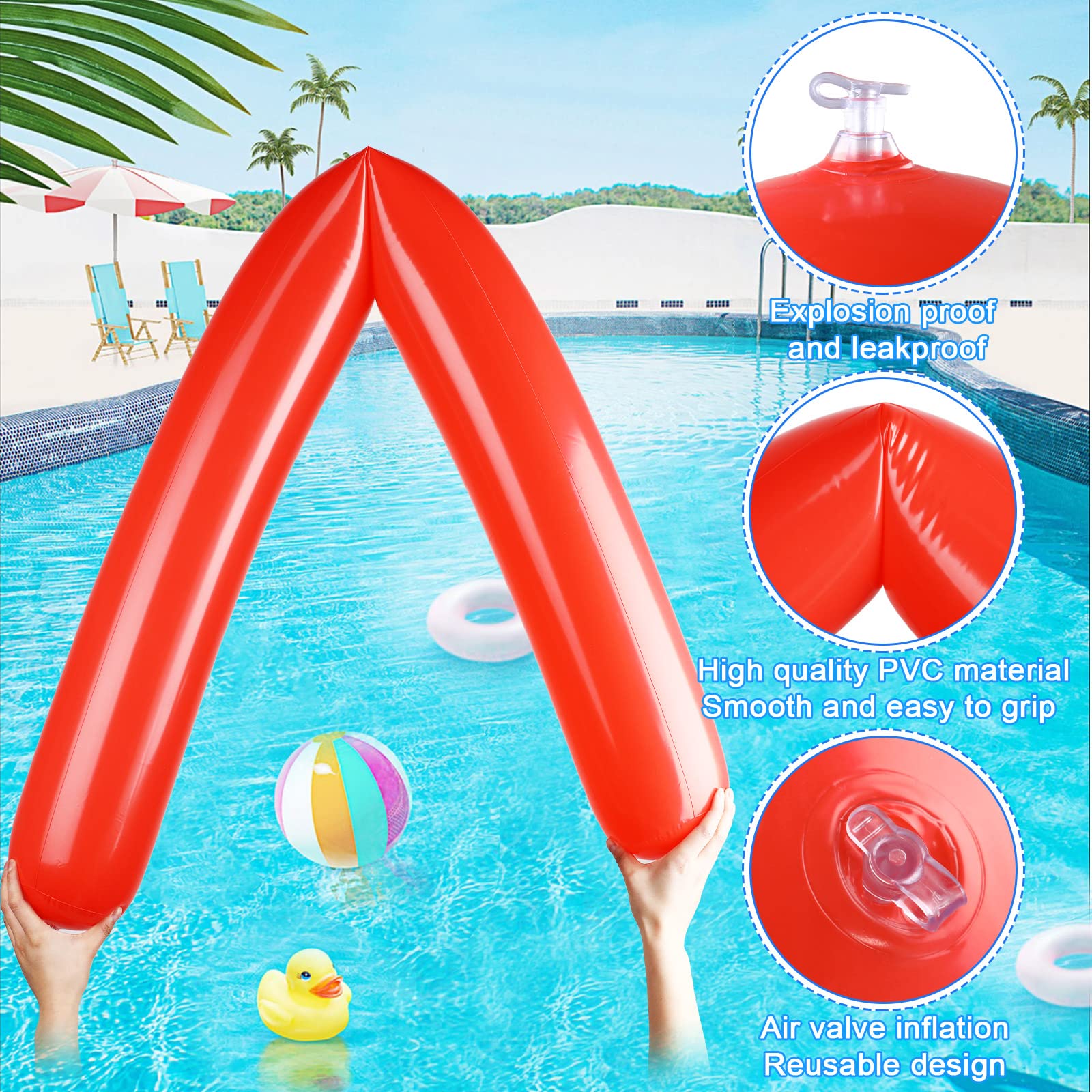6 Pcs 59 Inch Pool Inflatable Sticks Colorful Inflatable Pool Noodles ...