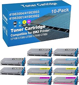 Amazon.com: Jullu 10-Pack (4BK+2C+2Y+2M) Compatible High Capacity 41963004+ 41963003+ 41963001 ...