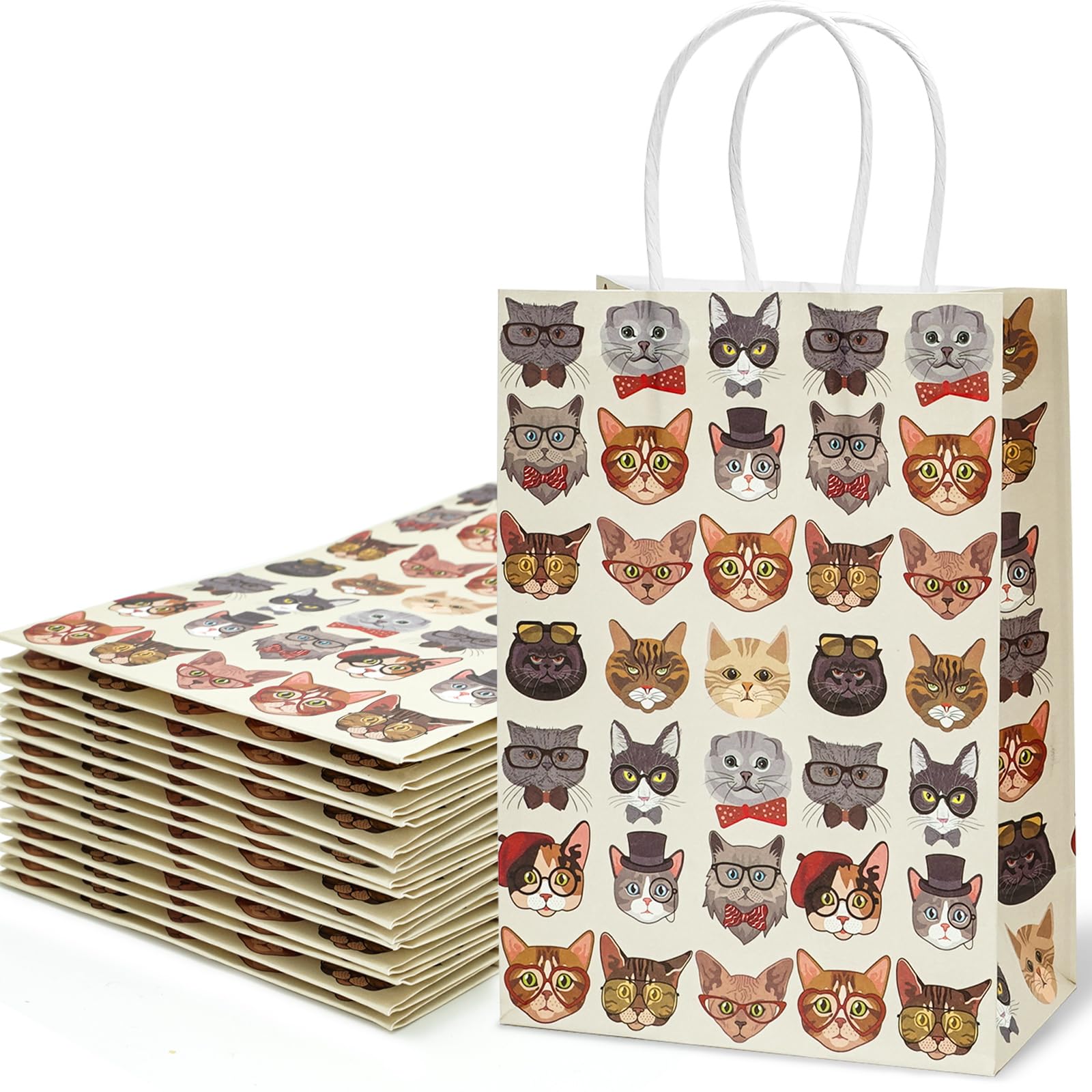 Amazon.com: AnyDesign 24Pcs Cat Paper Bags with Handle Cute Cartoon Pet ...